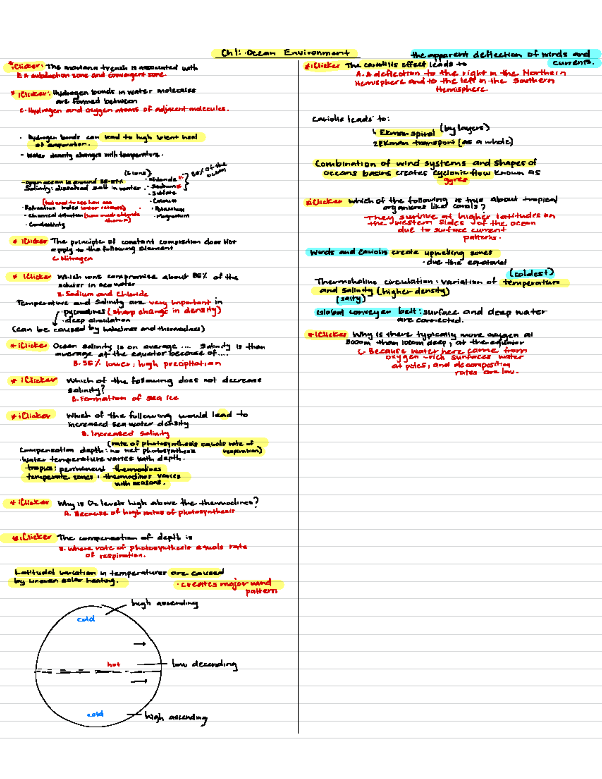 Ocean Environment - Notes for Marine Biology - Chl : Ocean Environment ...