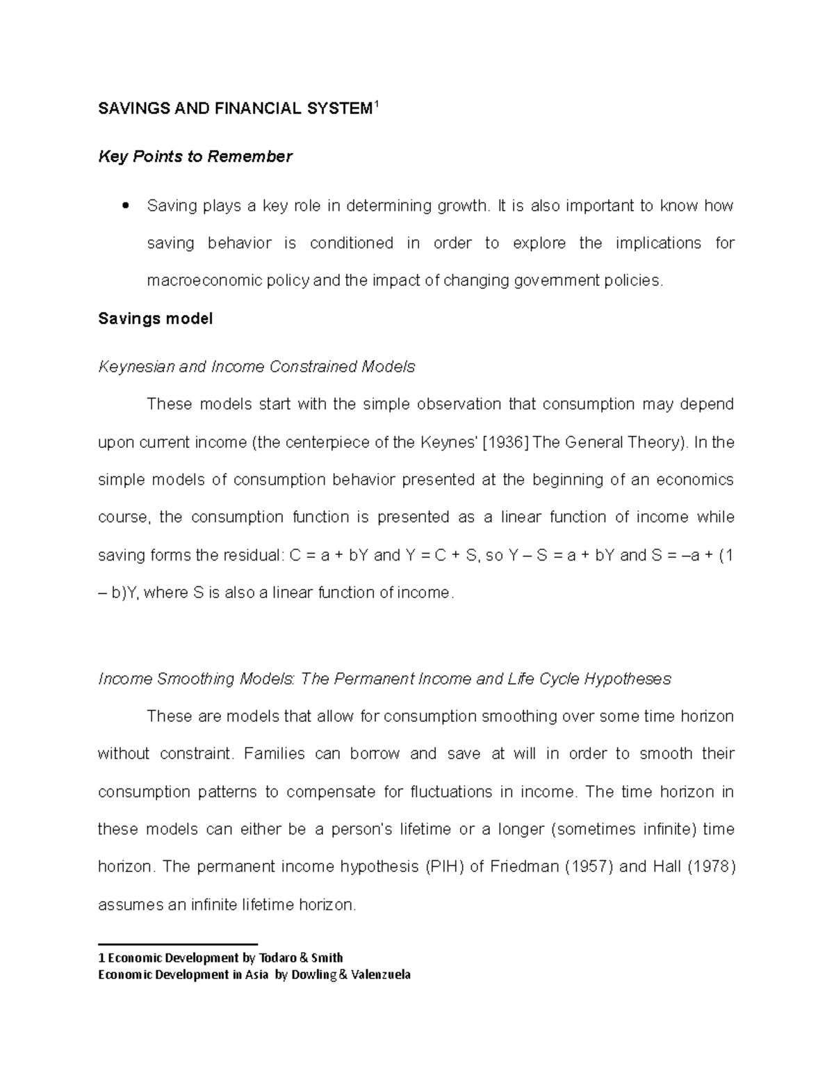 Savings and Financial System Lecture Notes - SAVINGS AND FINANCIAL ...