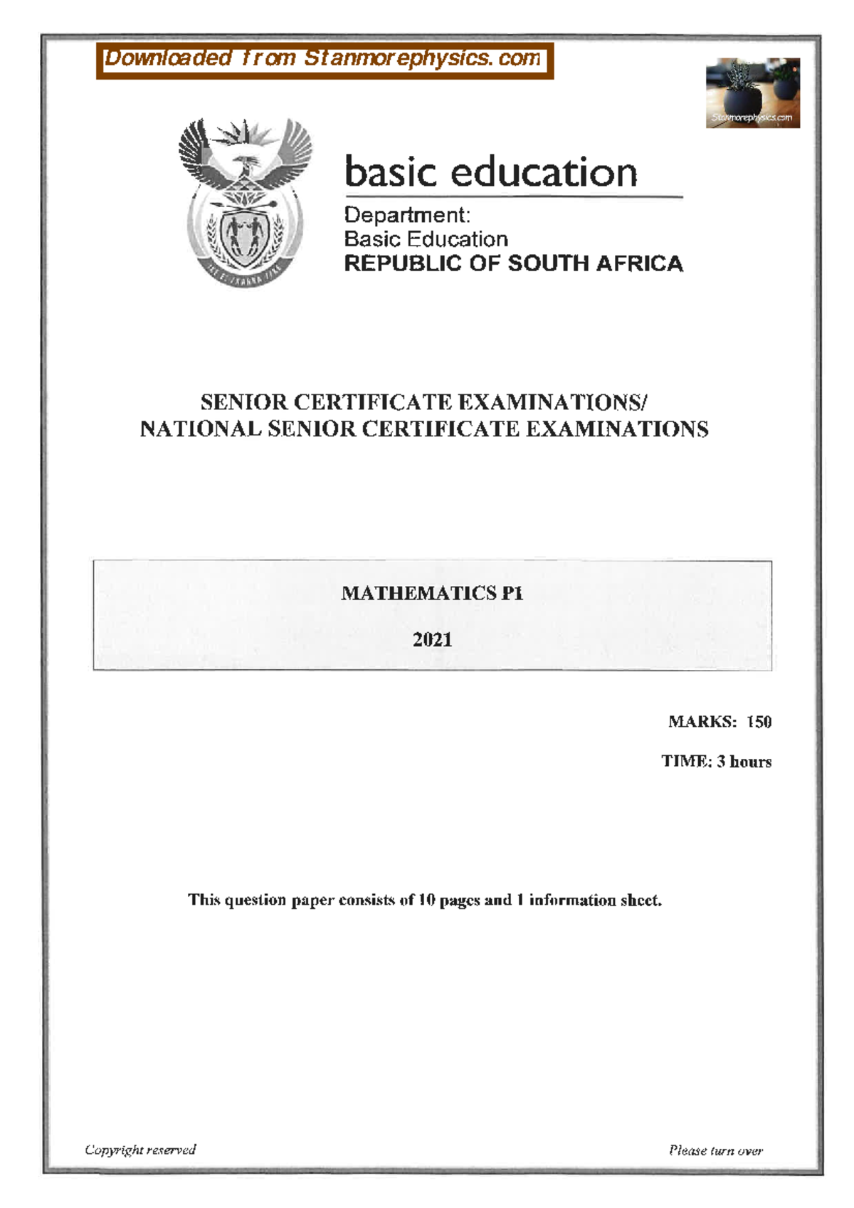 Maths Grade 12 NSC June 2021 P1 and Memo - Downloaded from ...