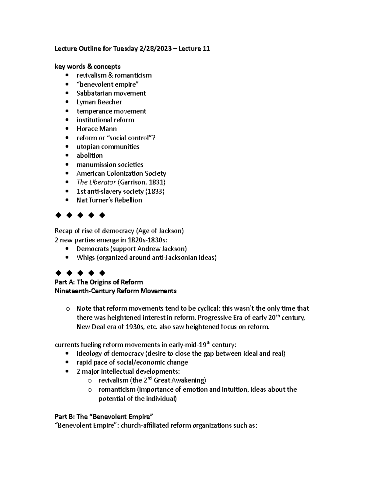 Lecture 11 outline - Dr. Gabrielle Lanier - Lecture Outline for Tuesday 2/28/2023 – Lecture 11 ...