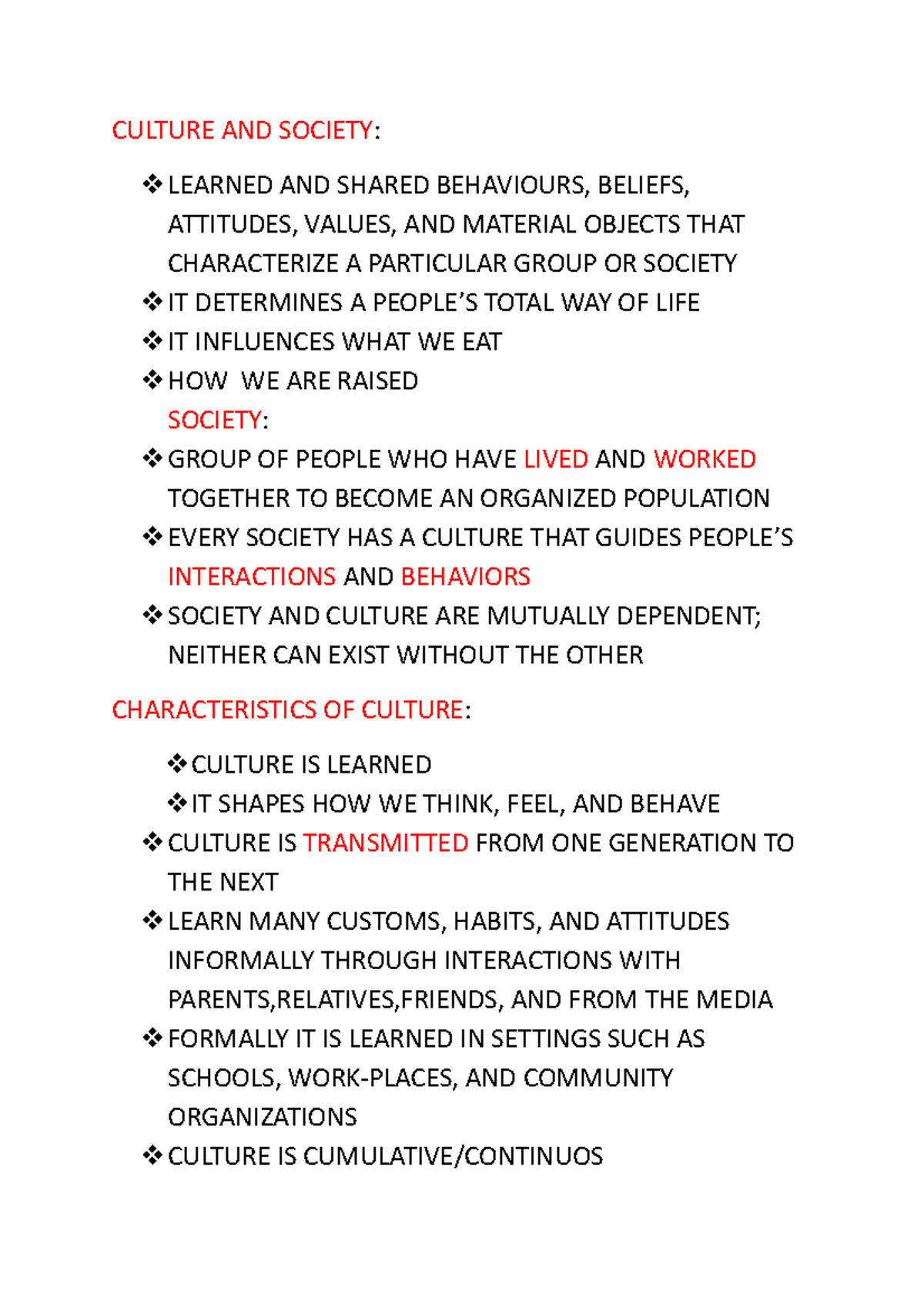 ( Chapter 2) Culture%20AND%20 Society - CULTURE AND SOCIETY: LEARNED ...