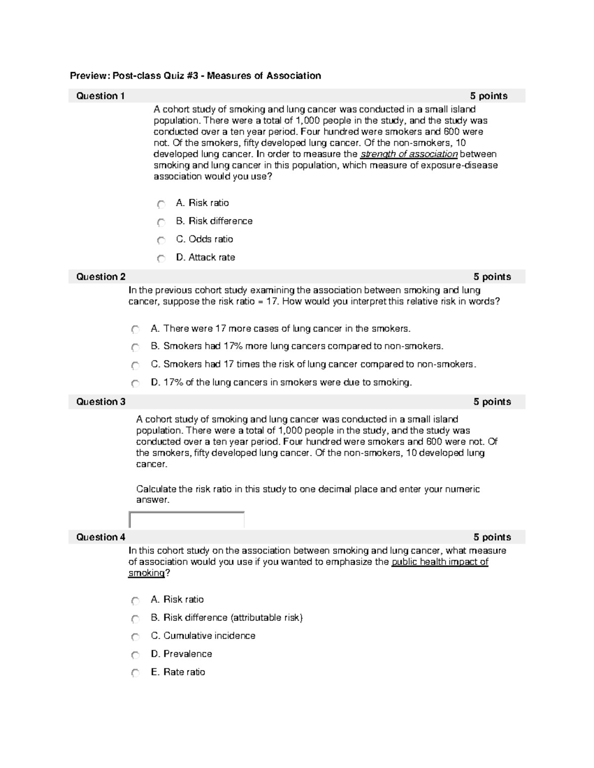 Post-class Quiz 3 Measure Association - Preview: Post-class Quiz #3 ...