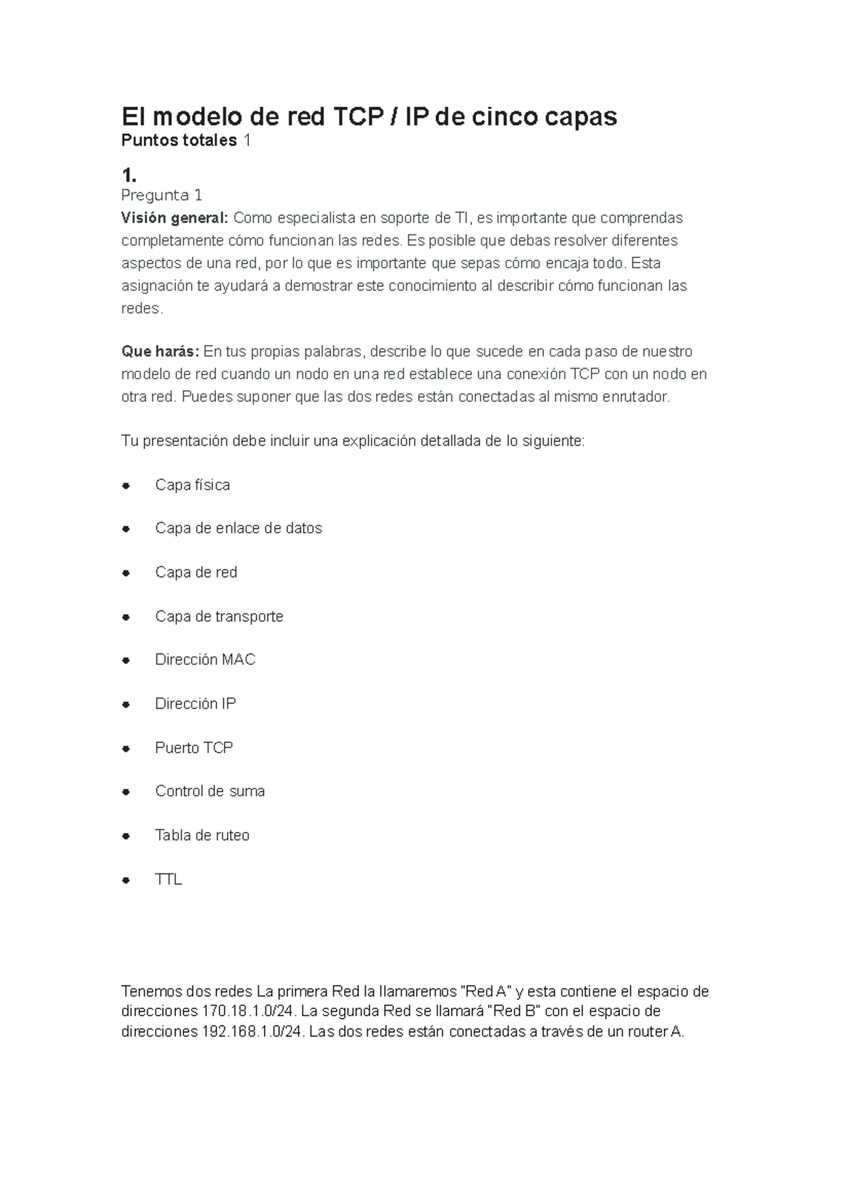 El modelo de red TCP o modelo de 5 capas. - El modelo de red TCP / IP ...