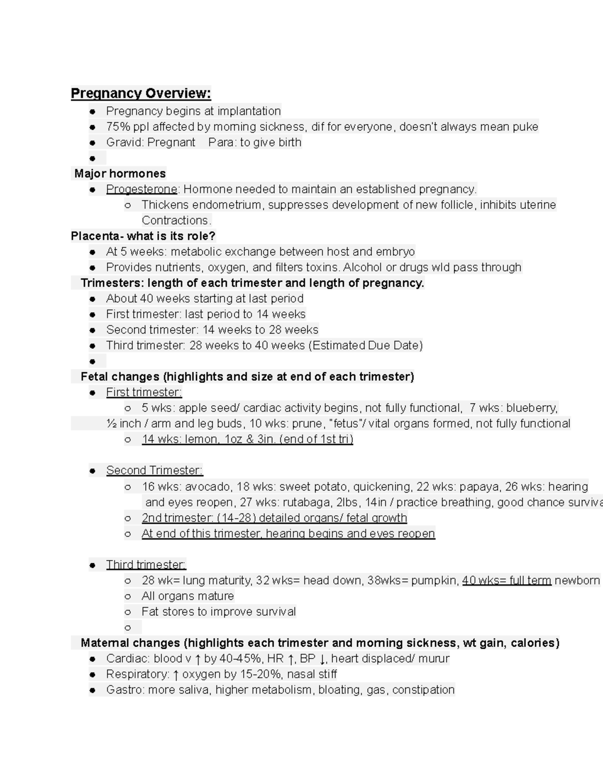 Making babies, exam 2 notes - Pregnancy Overview: Pregnancy begins at ...