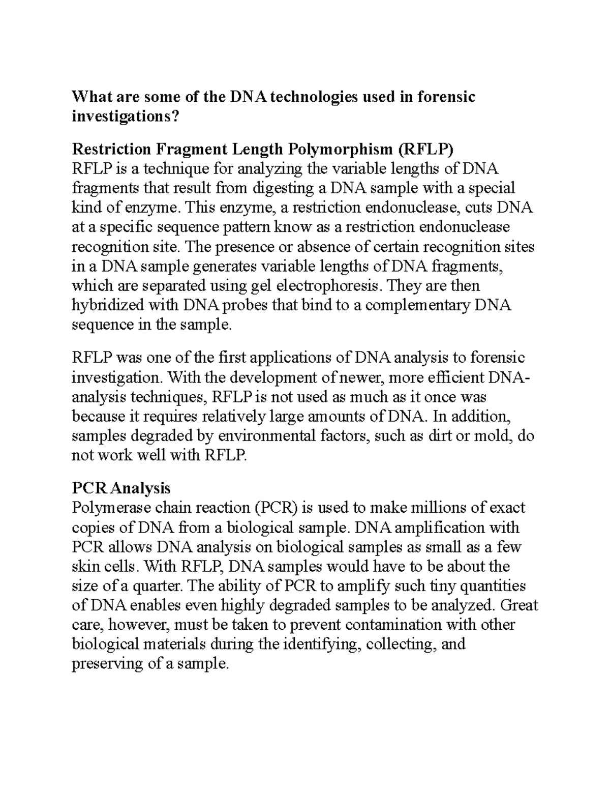 Forensic-Science - What are some of the DNA technologies used in ...
