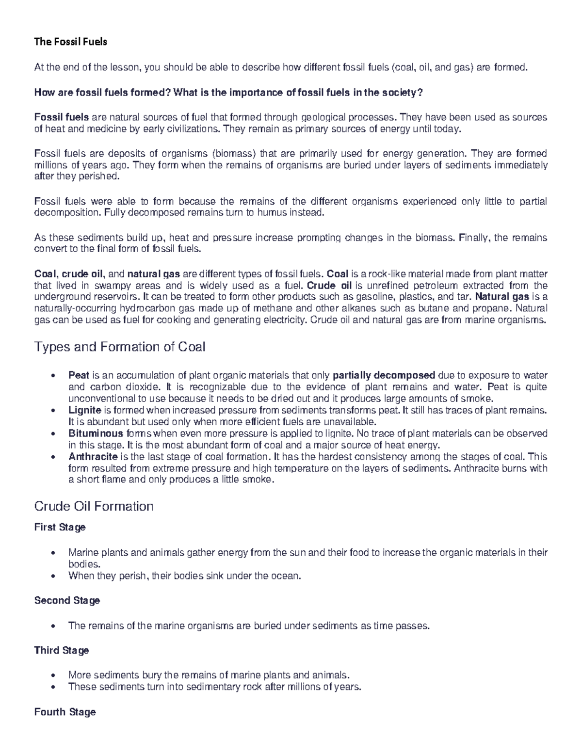 The-Fossil-Fuels - The Fossil Fuels At the end of the lesson, you ...