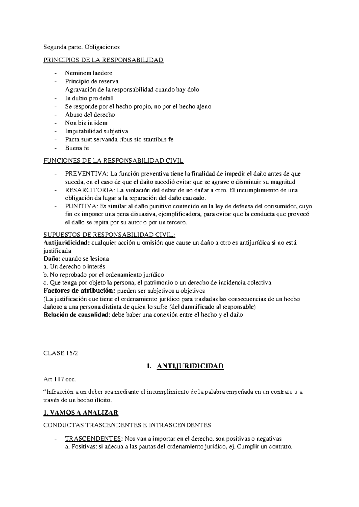 Resumen Segunda Parte OB - Segunda parte. Obligaciones PRINCIPIOS DE LA ...