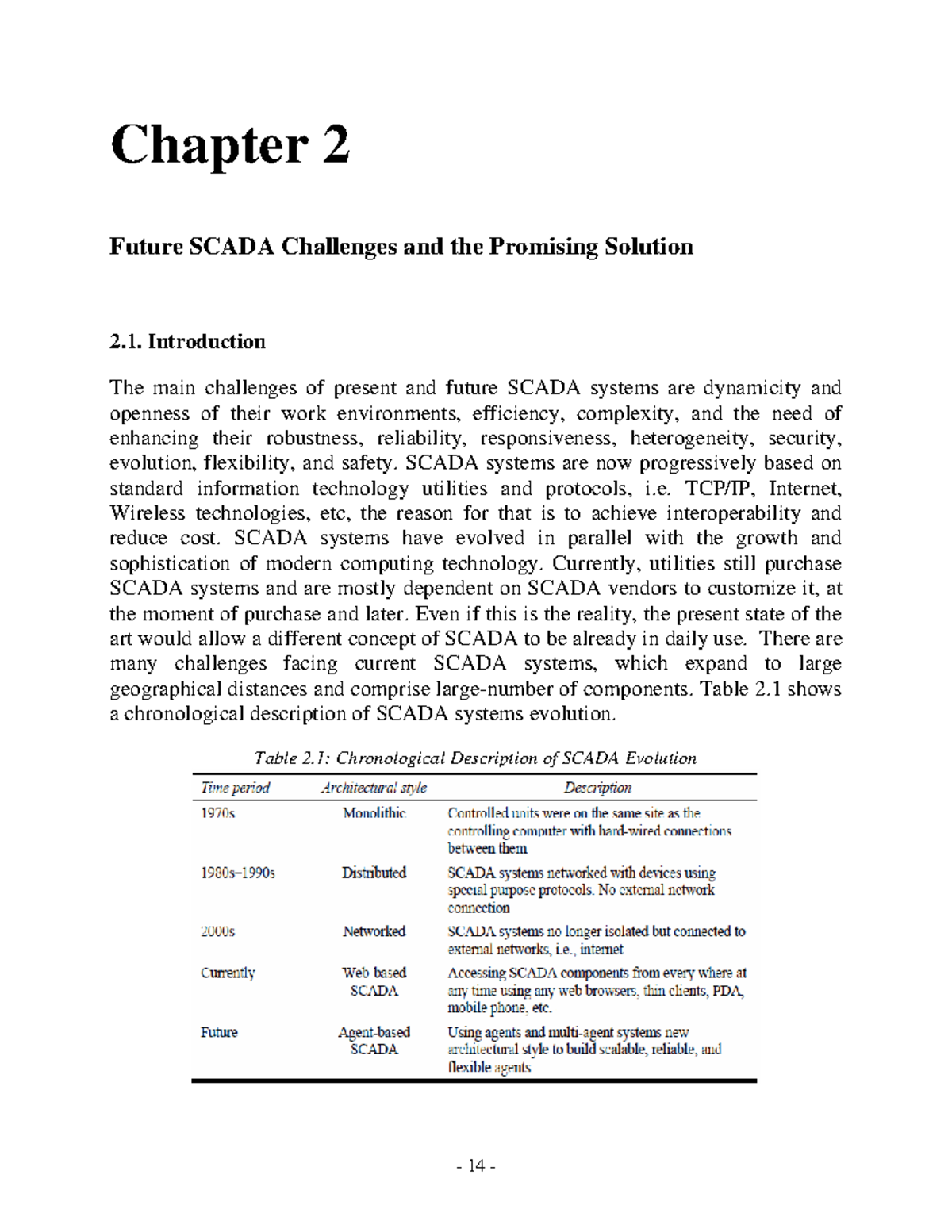 Agent-based SCADA Systems - Chapter 2 Future SCADA Challenges and the Promising Solution - Studocu