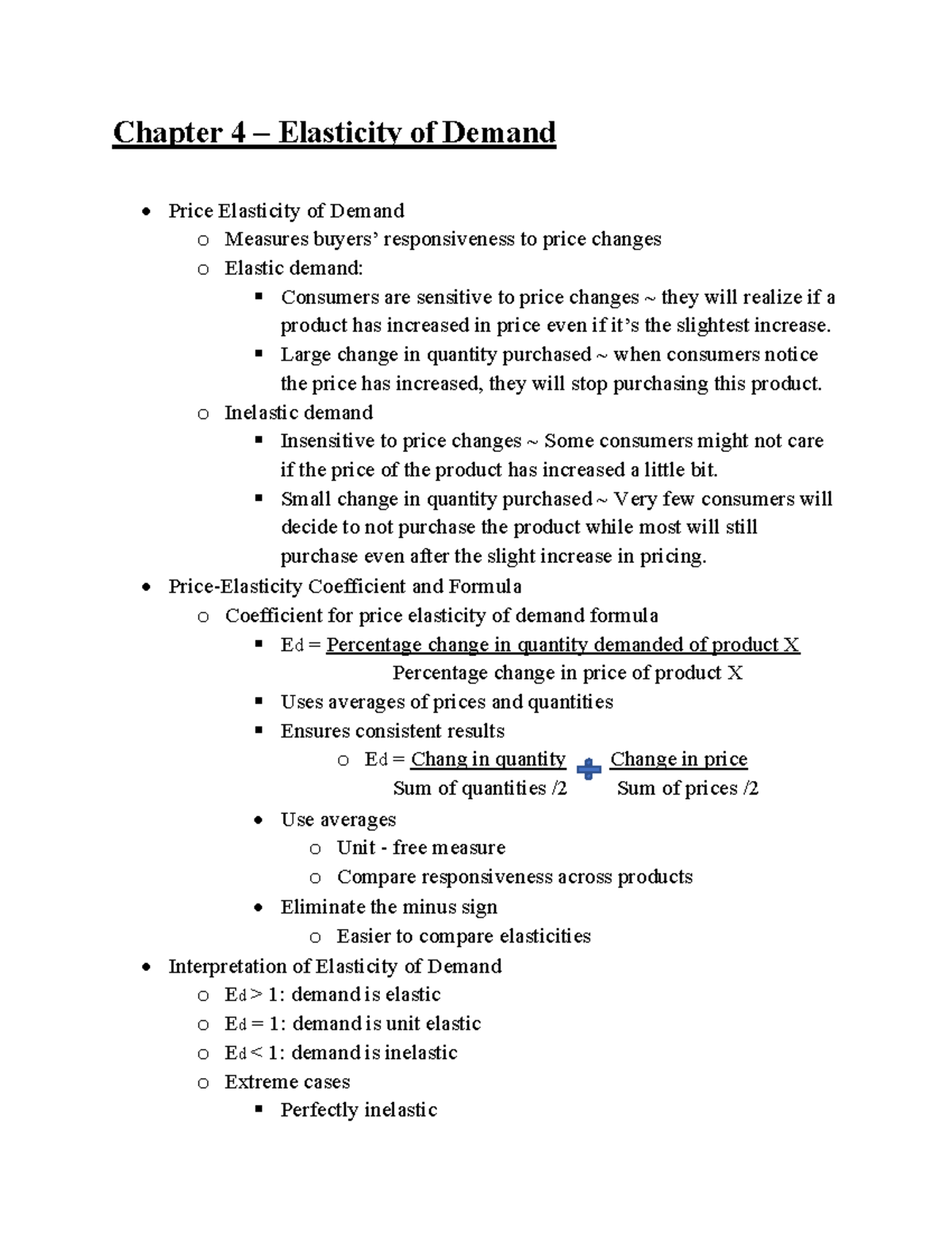 Chapter 4 ECN 150 0 - Chapter 4 3 Elasticity of Demand Price Elasticity ...