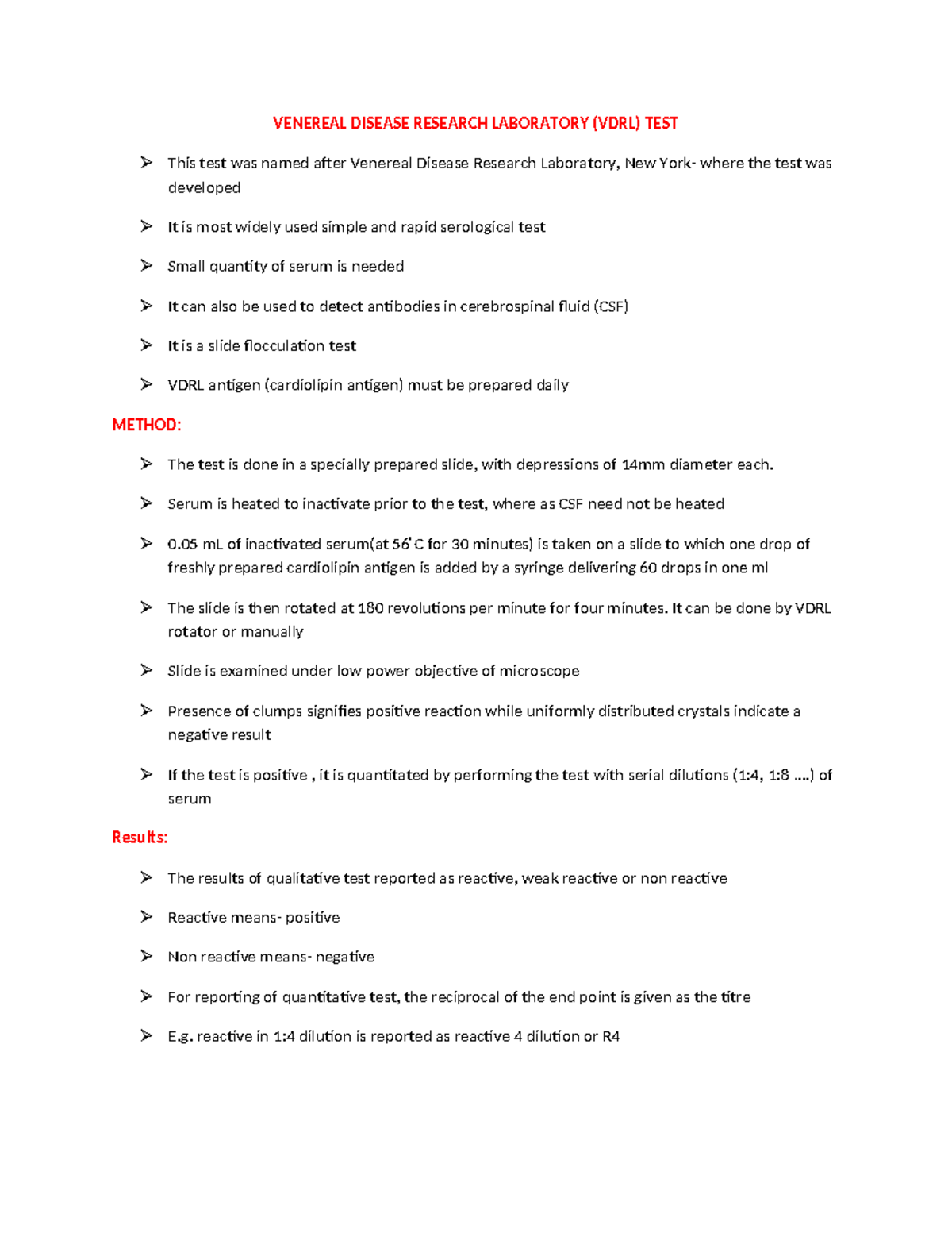 VDRL TEST - vdrl test - VENEREAL DISEASE RESEARCH LABORATORY (VDRL ...