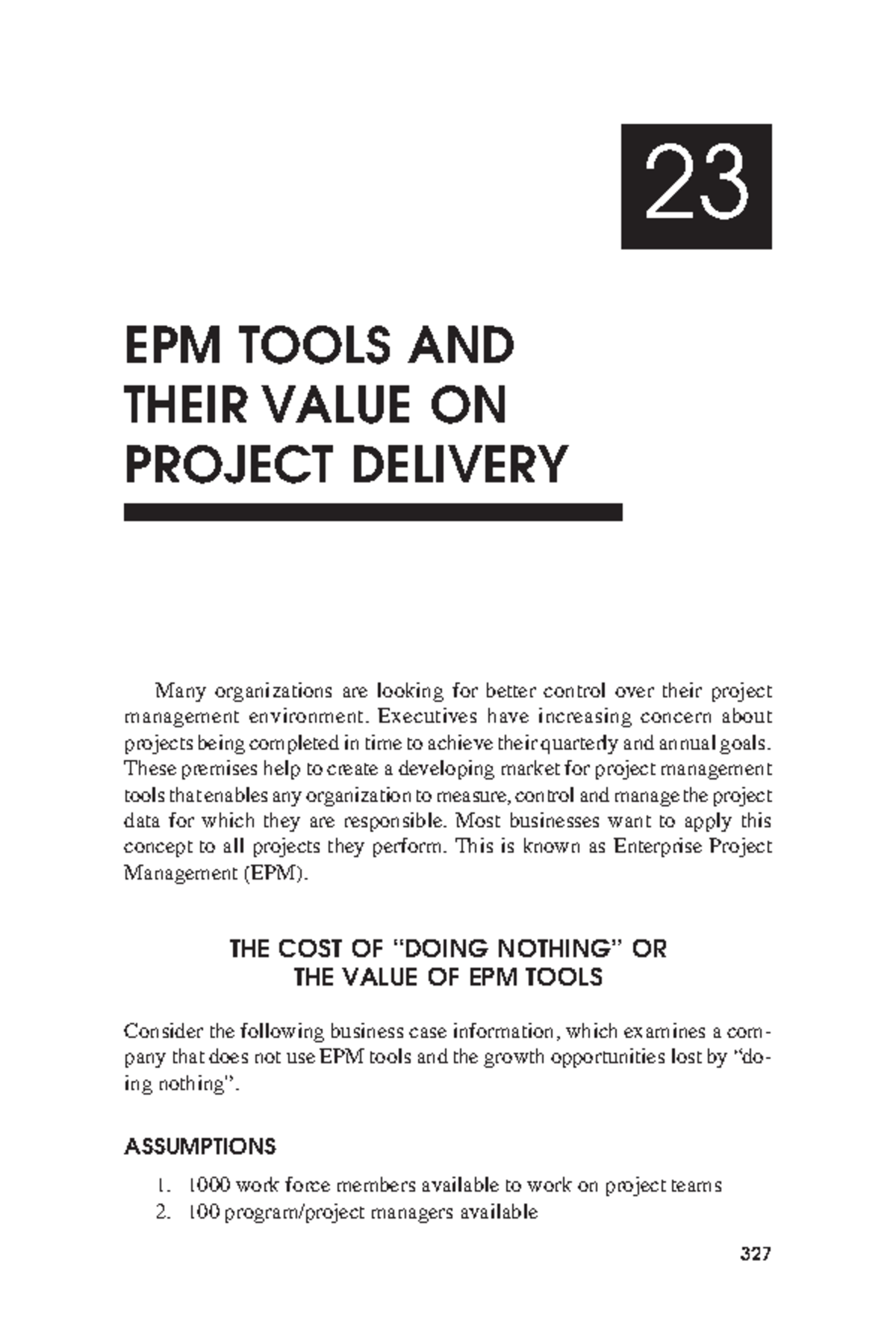 Chapter 23 - EPM Tools and Their Value on Project Delivery - 23 EPM ...