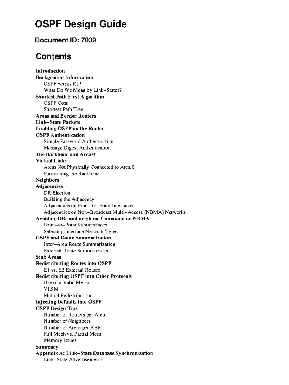 OSPF - Resumo Redes De Computadores I - OSPF Design Guide Document ID ...