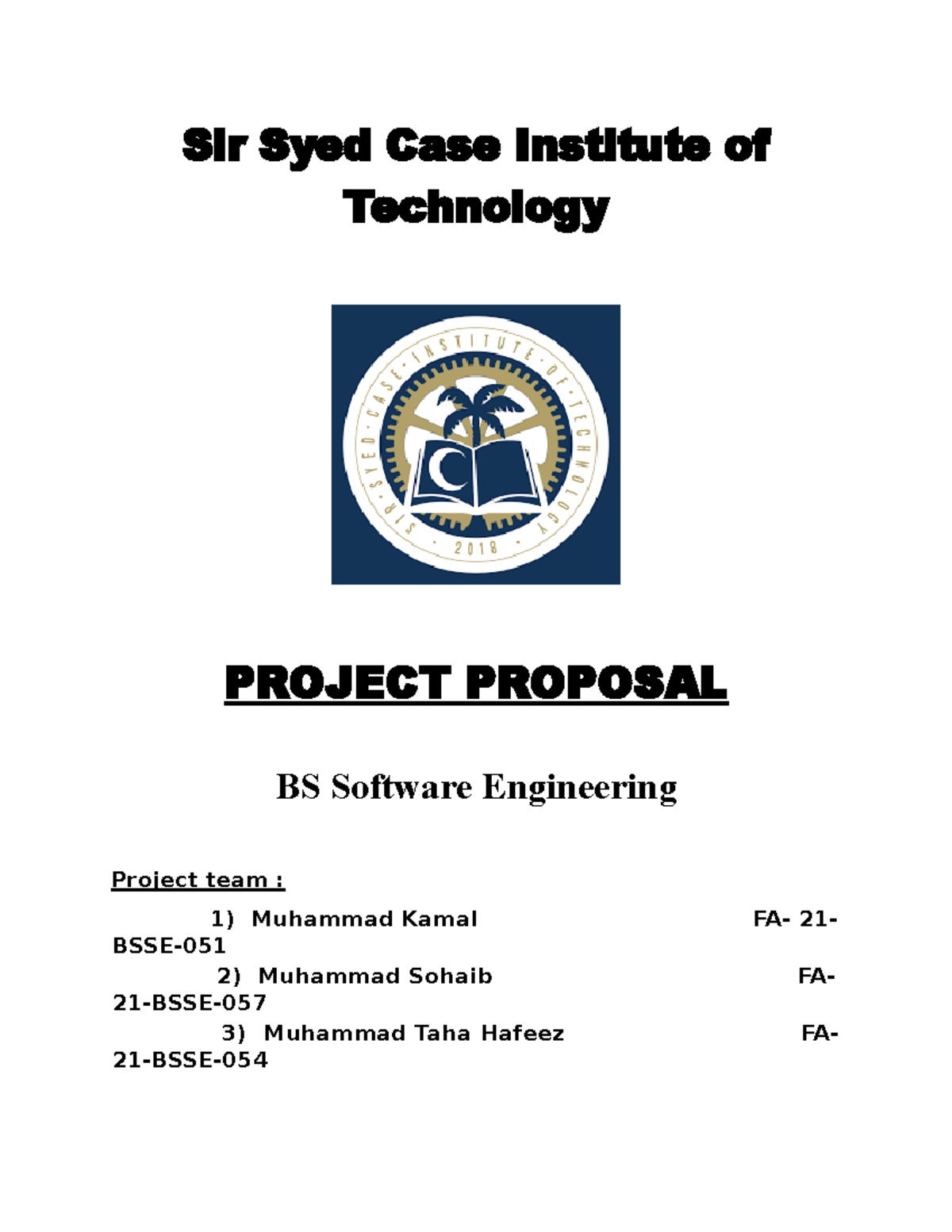 Project proposal DSA and OOP - Sir Syed Case Institute of Technology PROJECT PROPOSAL BS ...