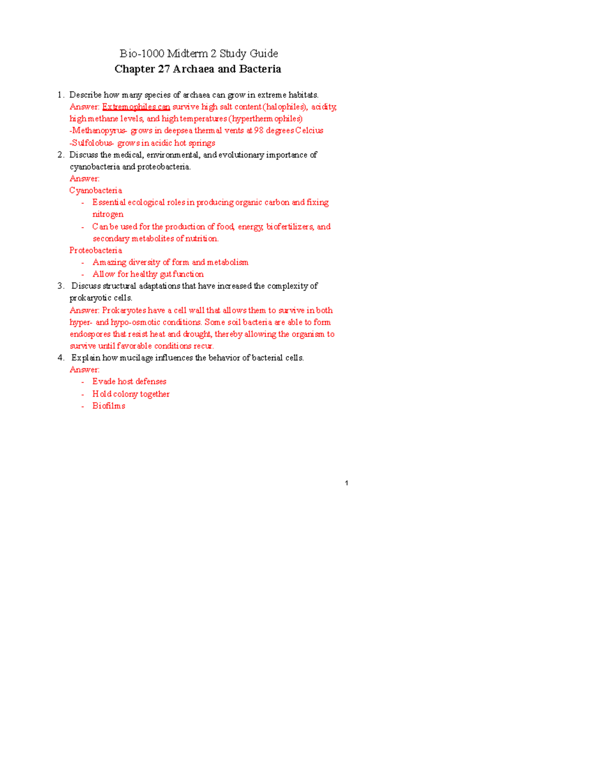 Bio-1000 Midterm 2 Study Guide - Google Docs - Bio-1000 Midterm 2 Study ...