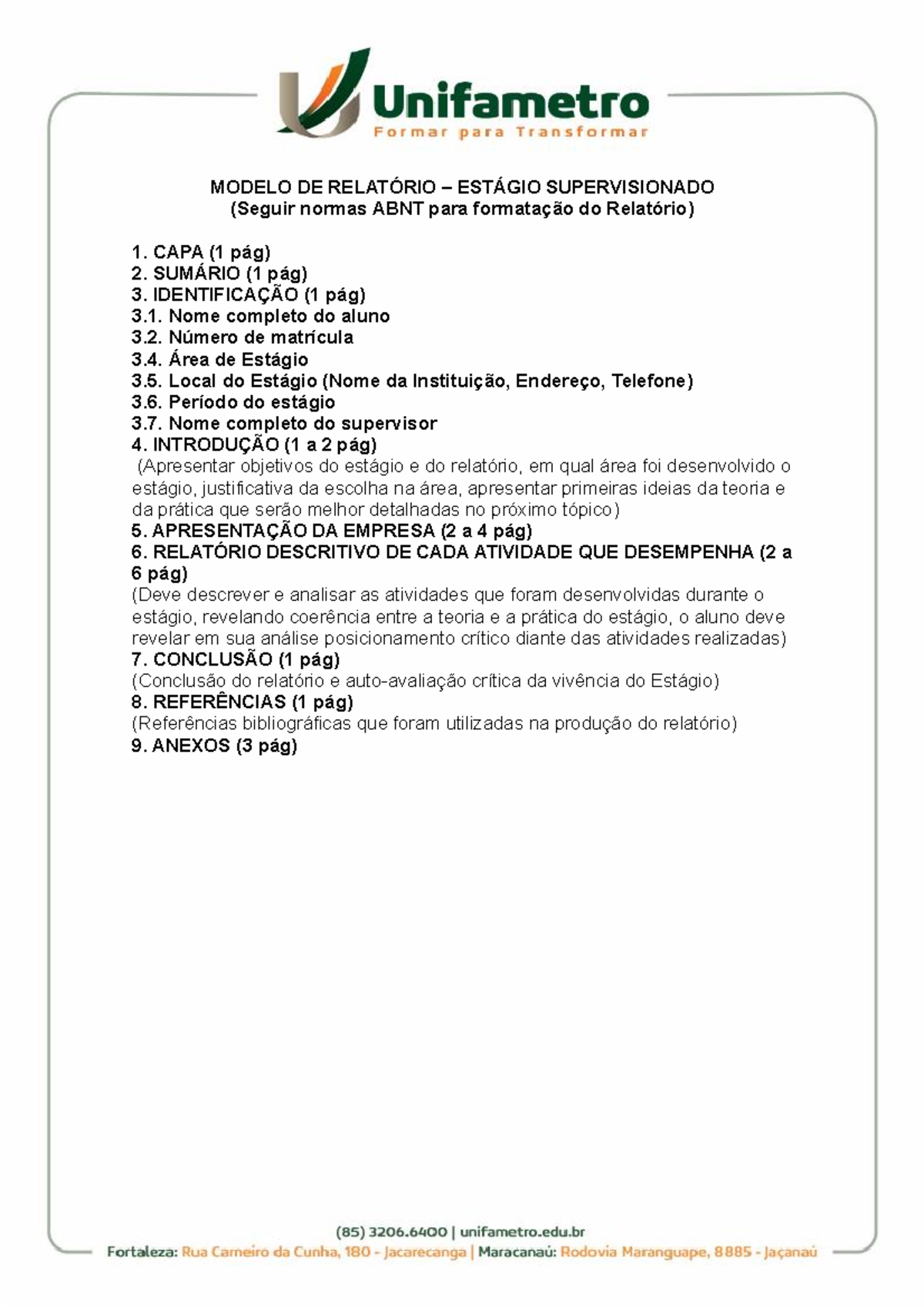 Normas Abnt Relatório De Estágio - LIBRAIN