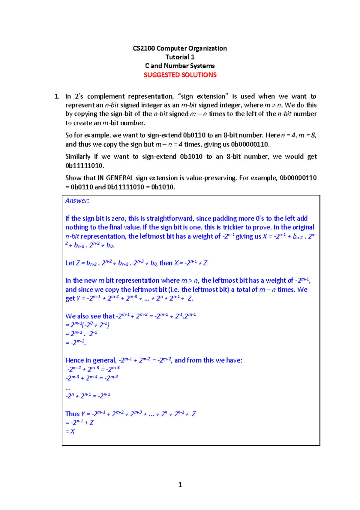 Cs2100tut1ans Release Cs2100 Computer Organization Tutorial 1 C And