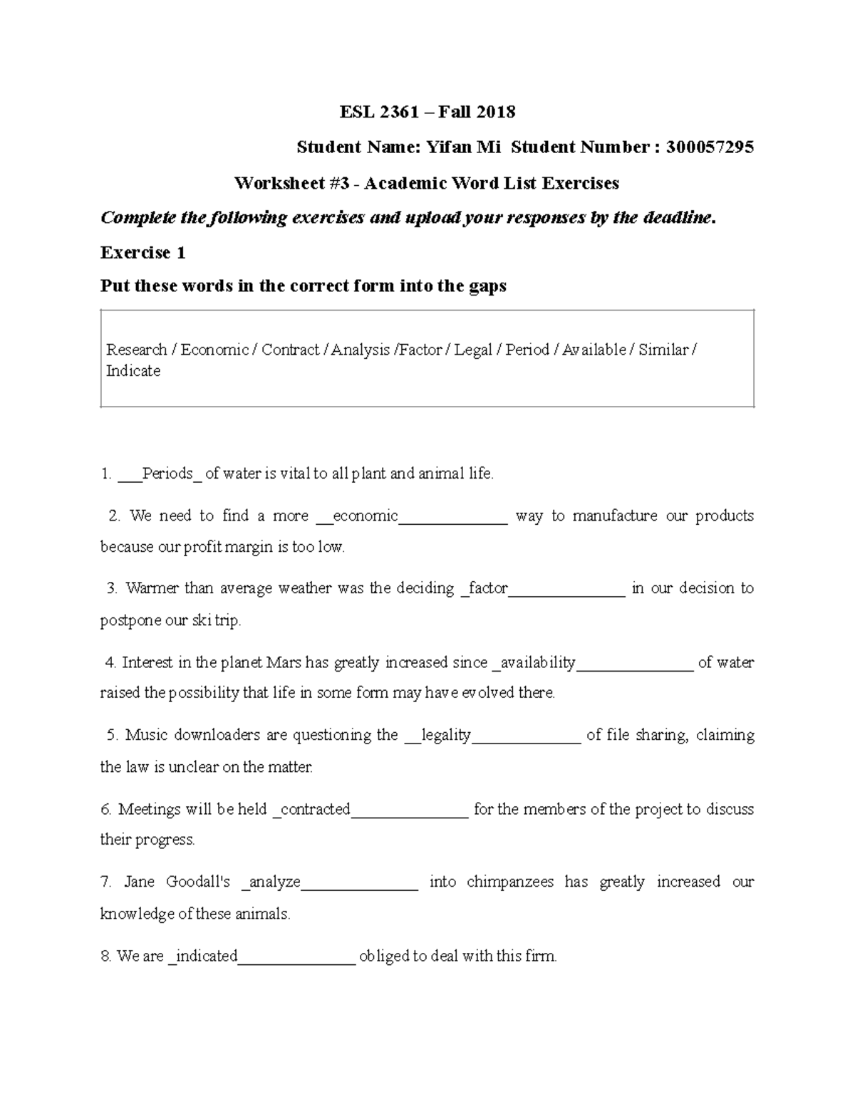 Worksheet #3 Academic Word List Exercises - Exercise 1 Put these words ...