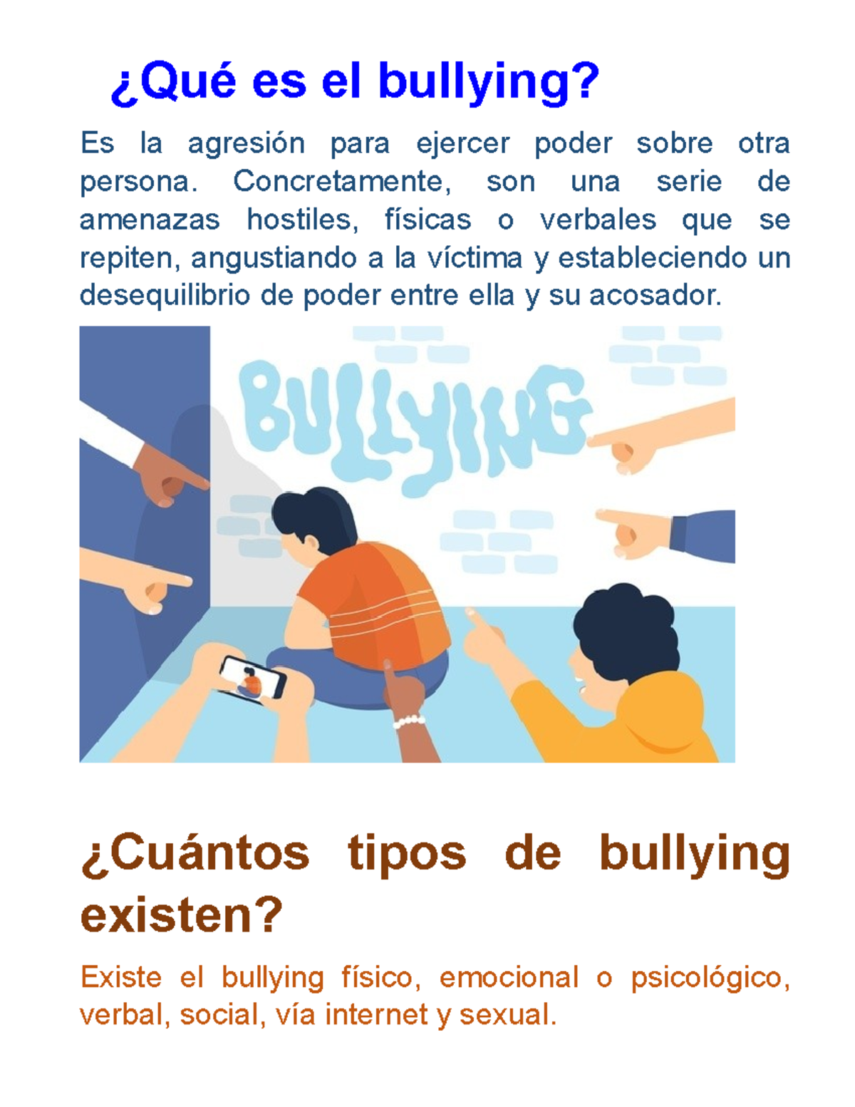 Qué Es El Bullying Qué Es El Bullying Es La Agresión Para Ejercer