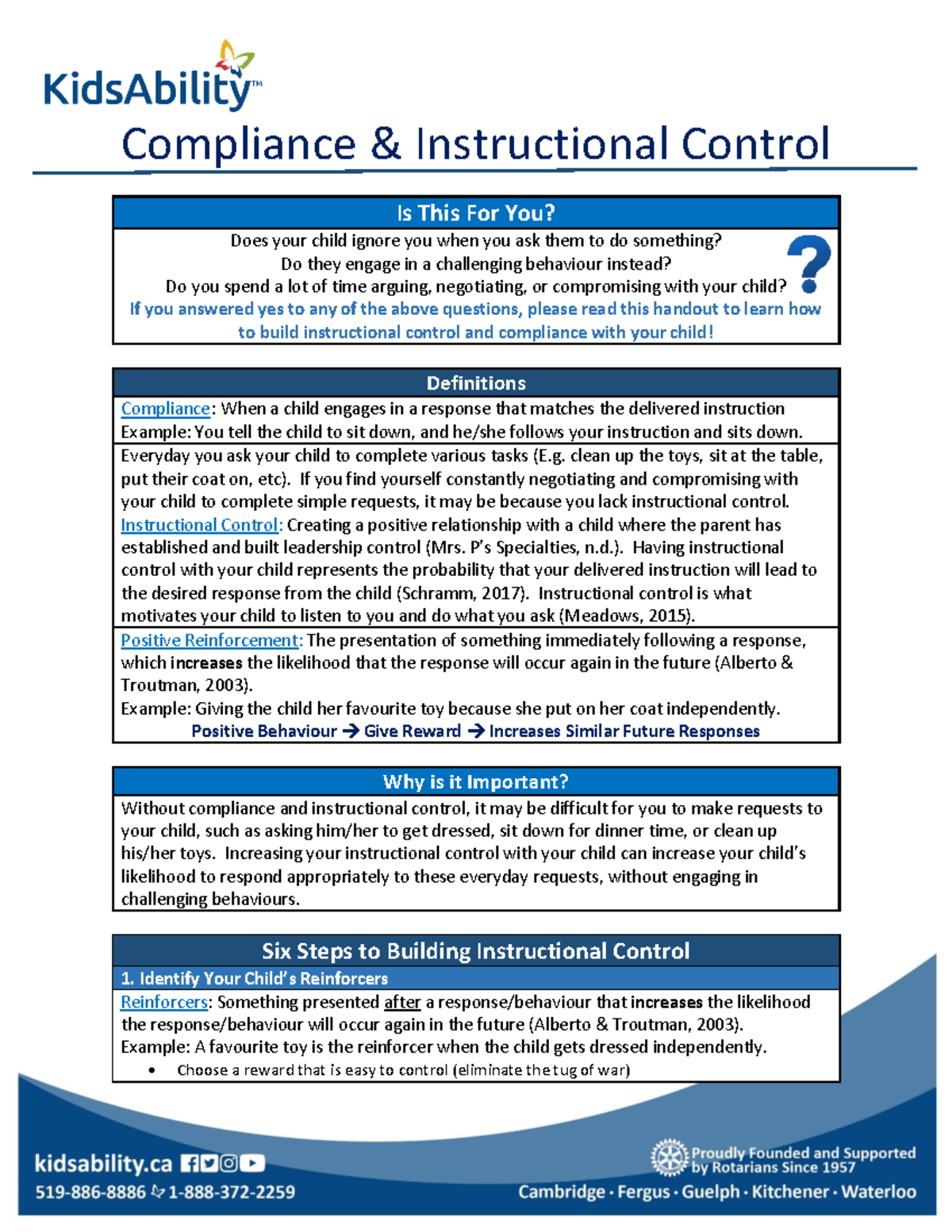 Autism Services Compliance And Instructional Control Handout ...