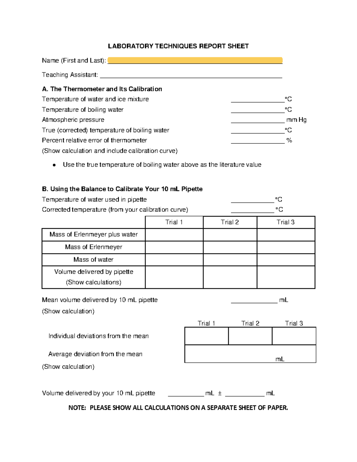 1. Fillable Laboratory Techniques Report Sheets W2024 - LABORATORY TECHNIQUES REPORT SHEET Name ...