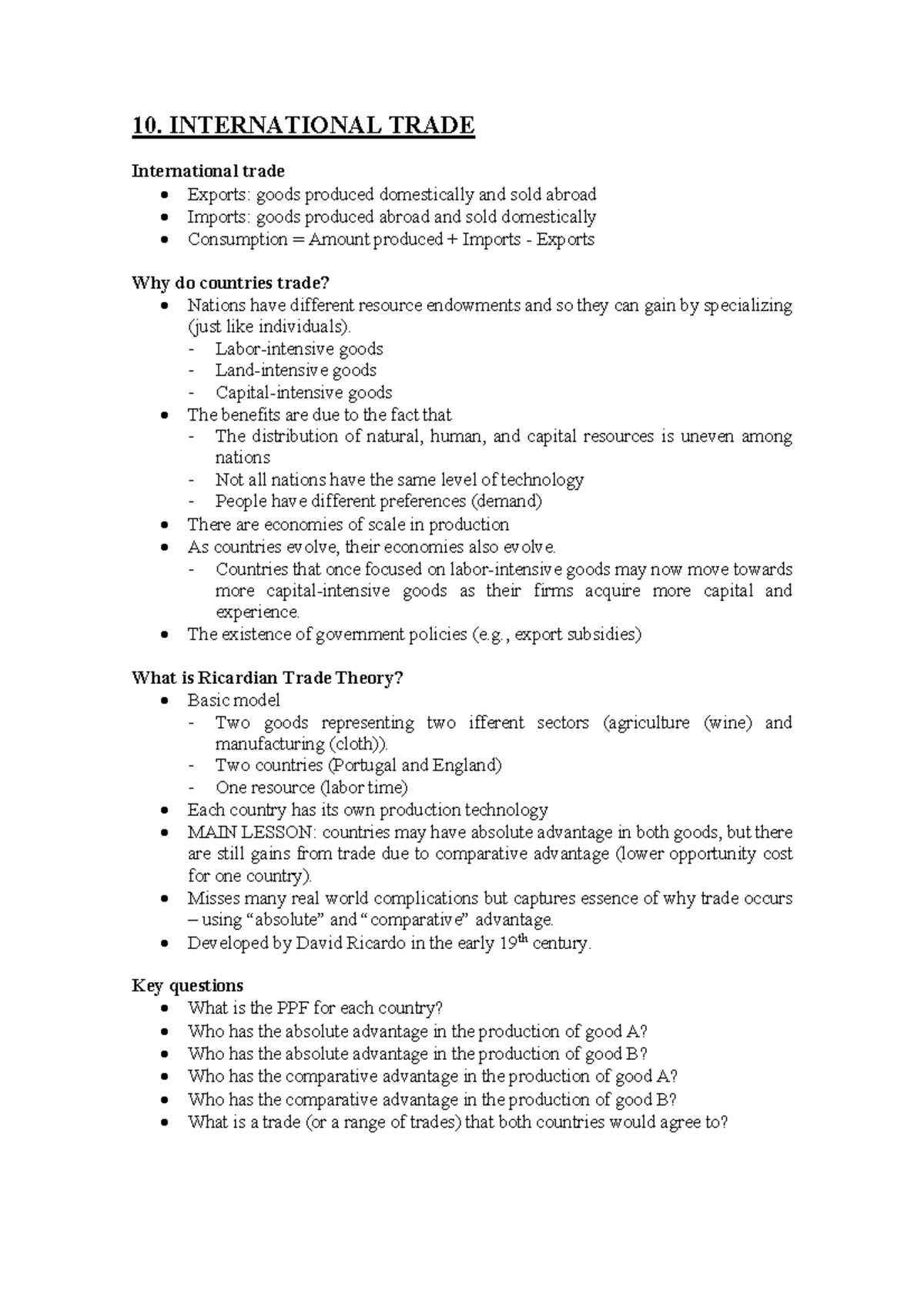 International Trade - PAF3102 - 10. INTERNATIONAL TRADE International ...