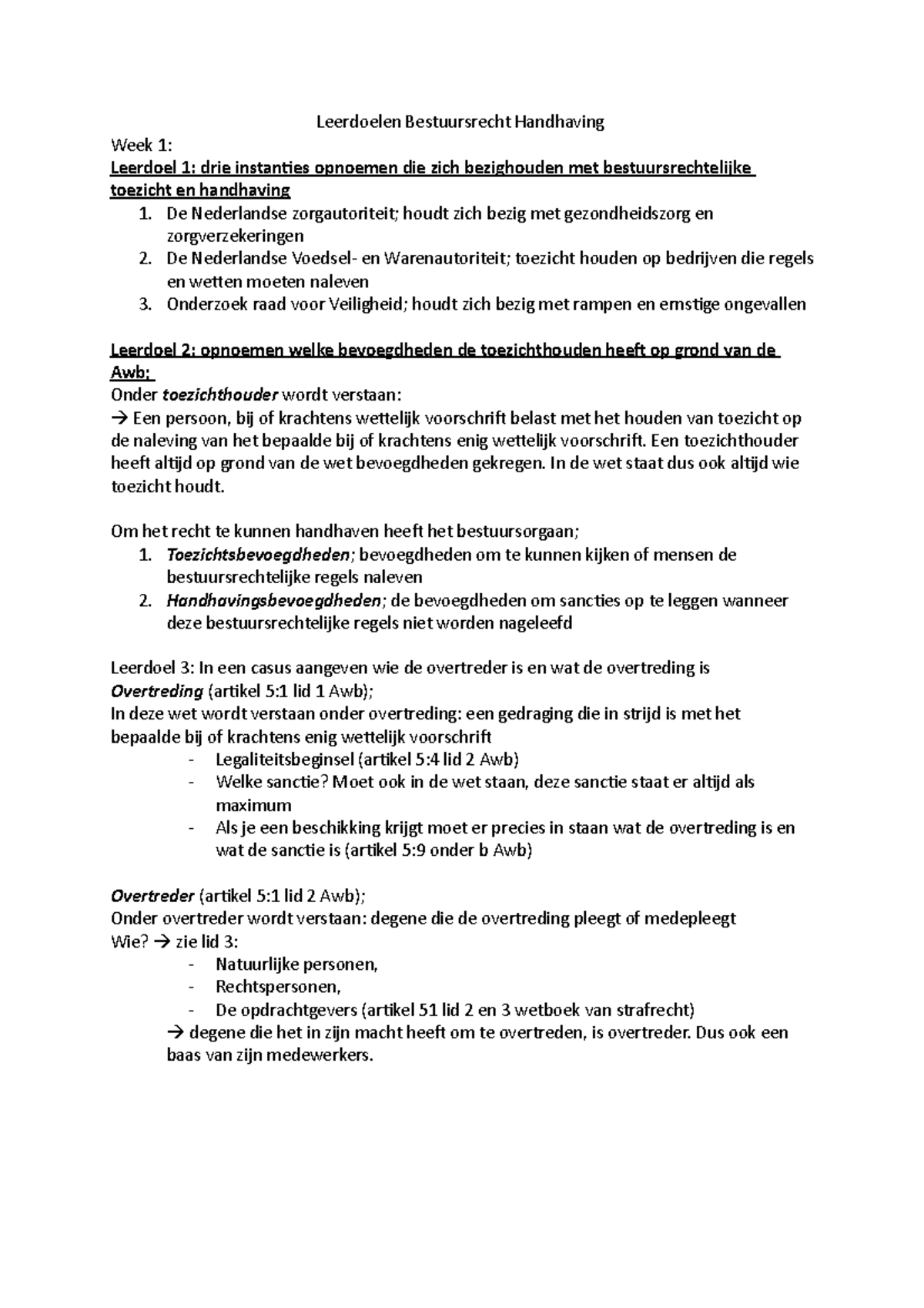 Leerdoelen Bestuursrecht Handhaving aihdf;lkahdfl;kahsdjfladsjfl ...