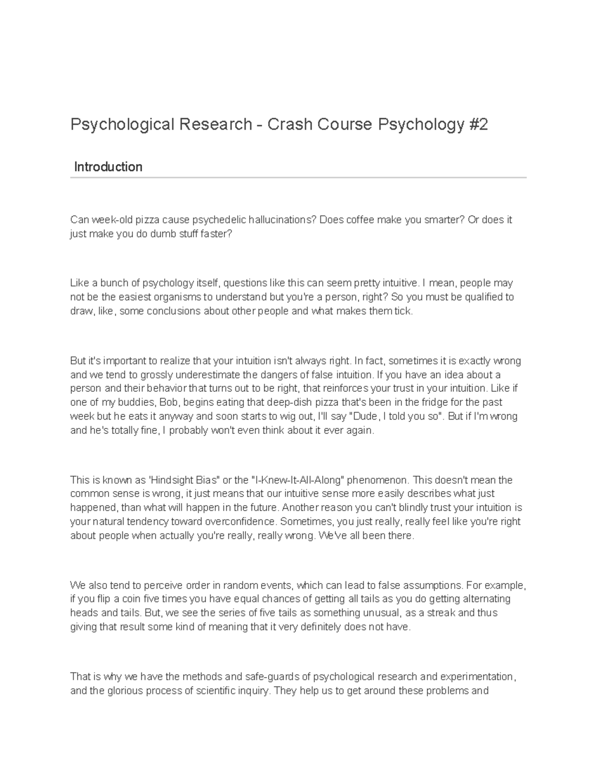 Psychological Research - Crash Course Psychology #2 - Psychological ...