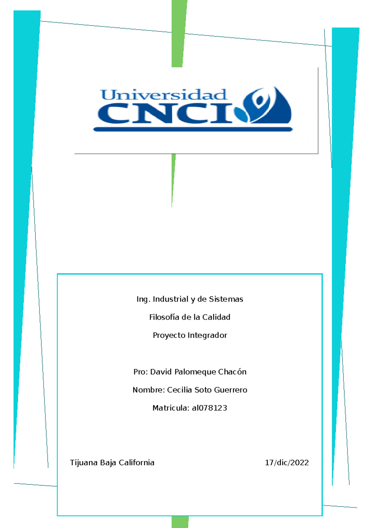 Filosofia de la Calidad Proyecto Modular - INTRODUCCION: Ing. Industrial y de Sistemas Filosofía ...