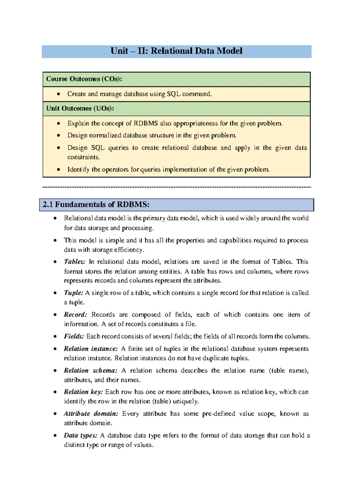 DMS UNIT - 5 - fghfgh gfg hfjfghj ertr eterdg - Unit – V: Database ...
