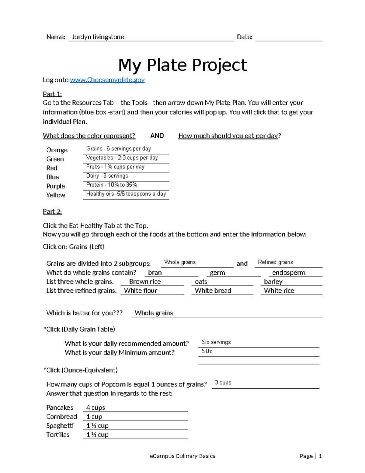 My+Plate+Packet+ - good - Name: Jordyn livingstone Date: My Plate ...