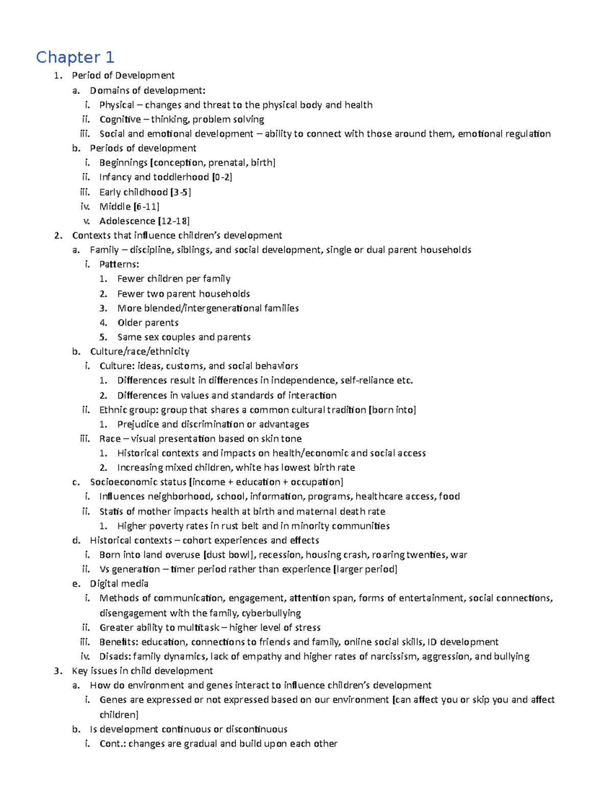 Notes 1150 - Prelim 1 and 2 - Chapter 1 Period of Development a ...