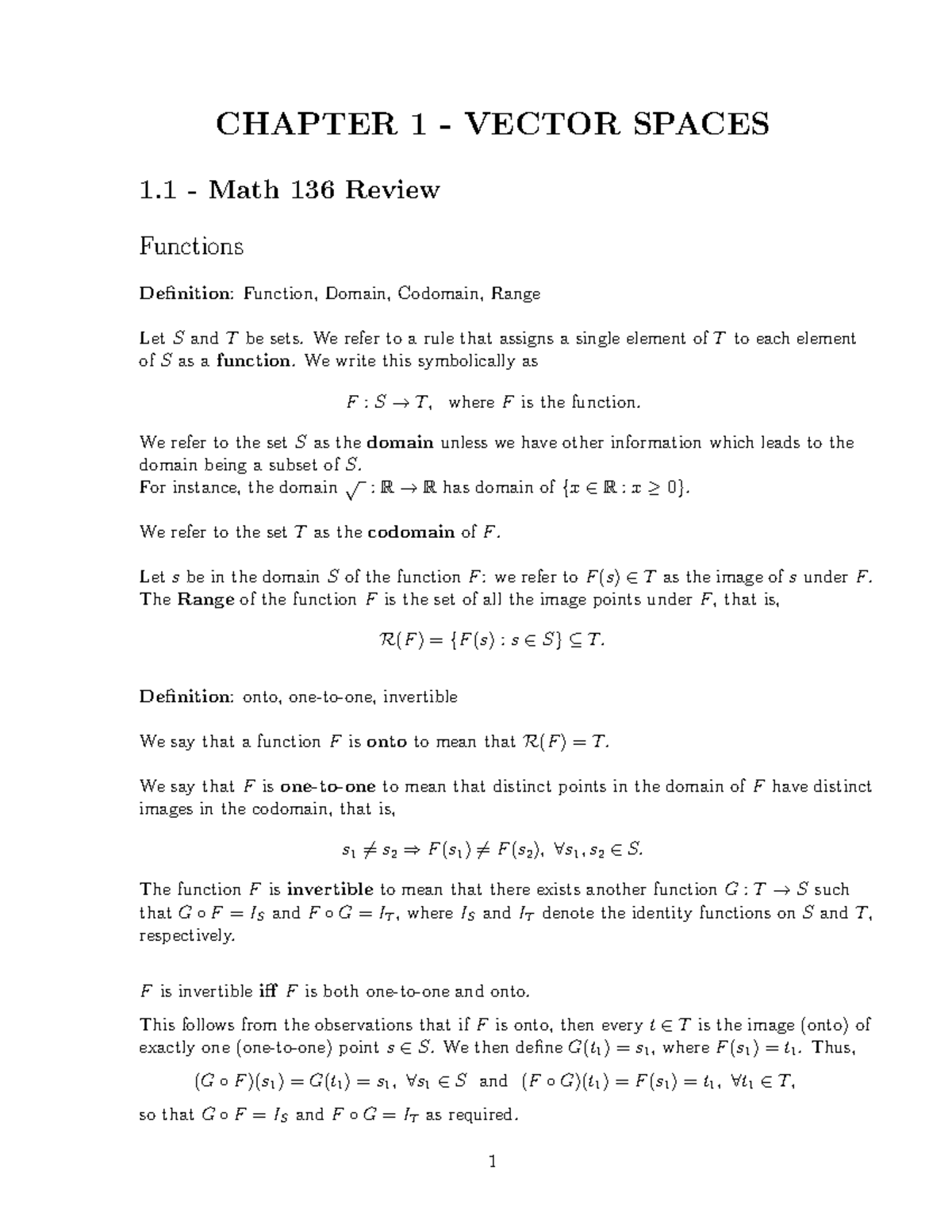 CH 1.1-MATH 136 Review - COURSE NOTES - CHAPTER 1 - VECTOR SPACES 1 ...