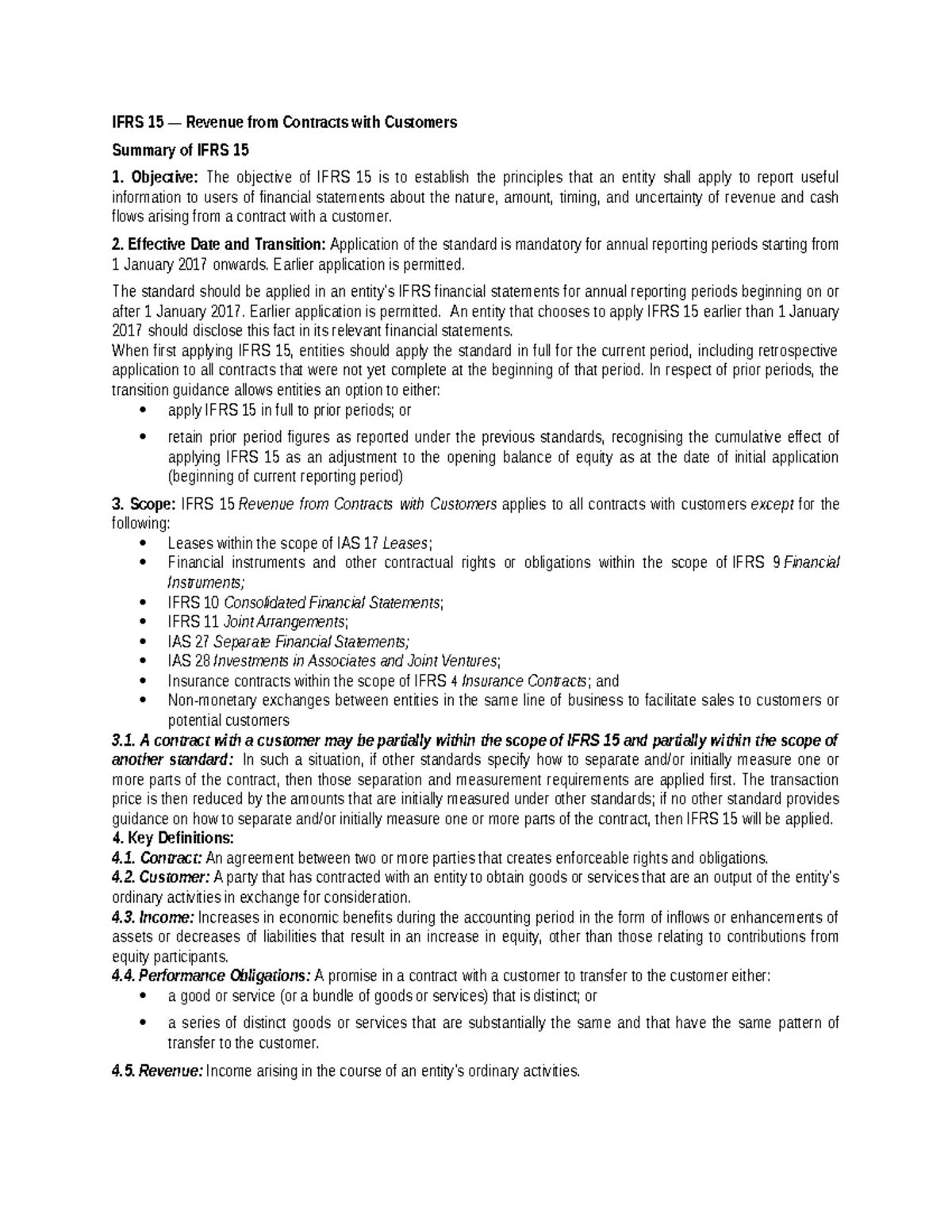 IFRS15 - IFRS 15 — Revenue from Contracts with Customers Summary of ...