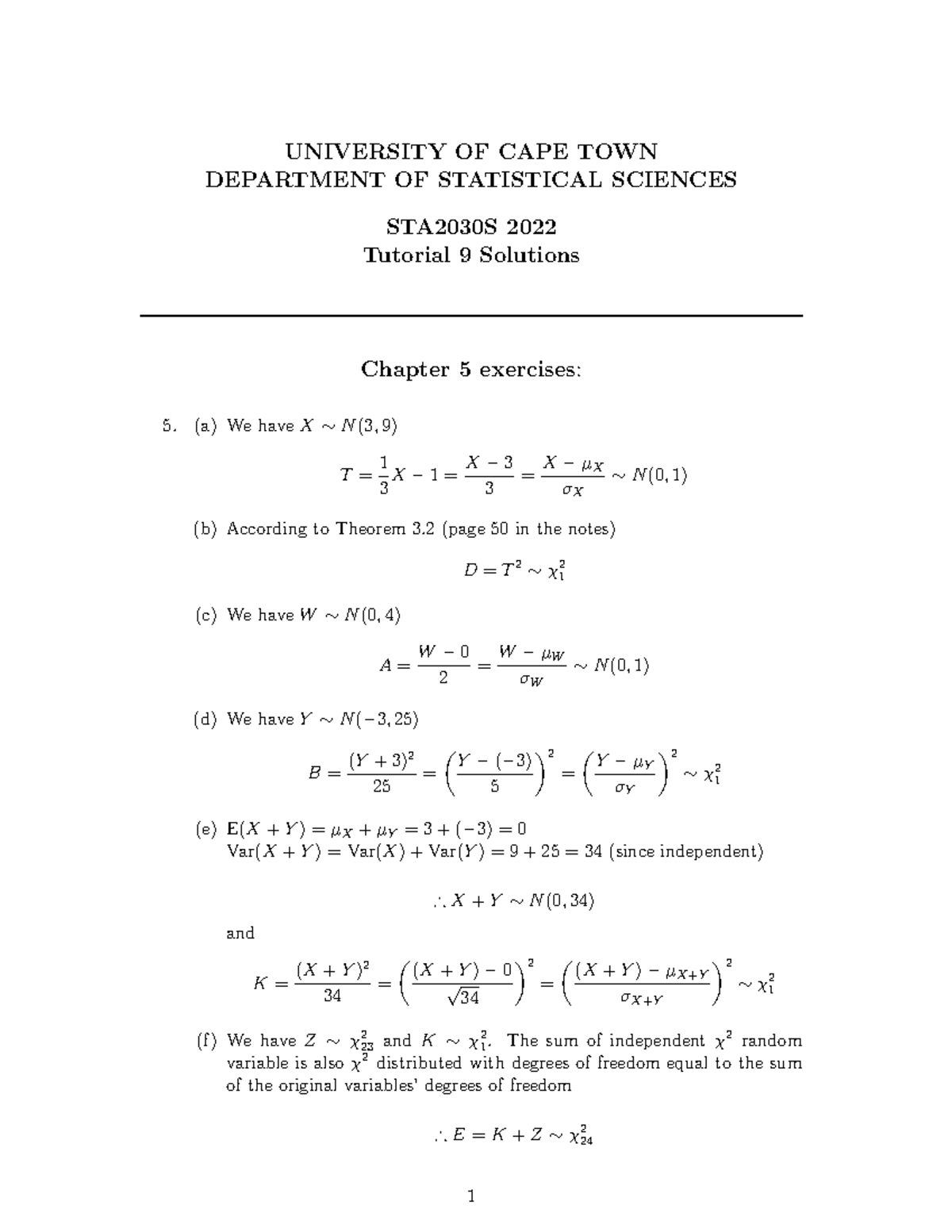 STA2030S 2022 Tutorial 9 Solutions - UNIVERSITY OF CAPE TOWN DEPARTMENT OF STATISTICAL SCIENCES ...