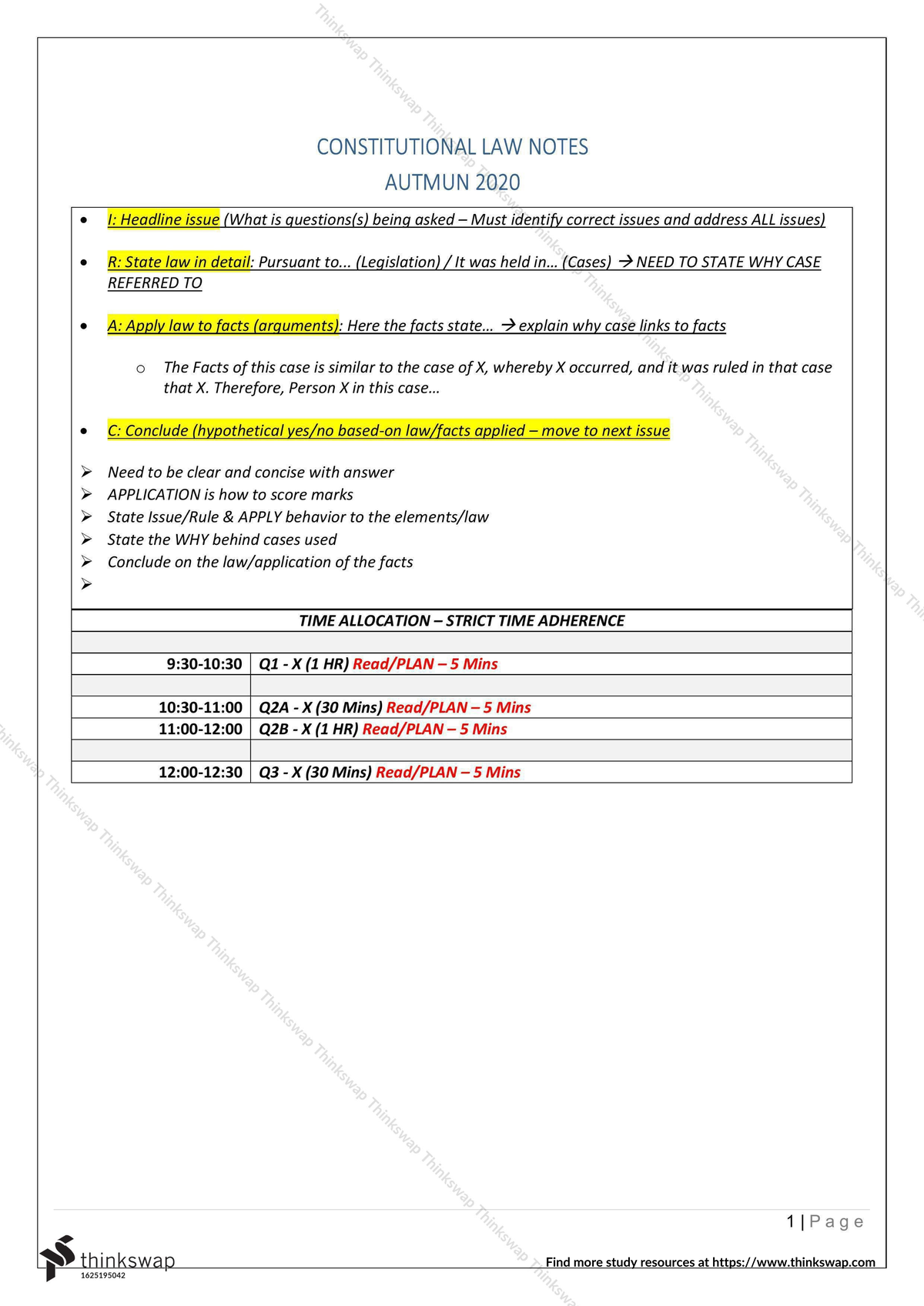 Constitutional Law - Notes - CONSTITUTIONAL LAW NOTES AUTMUN 2020 e ...