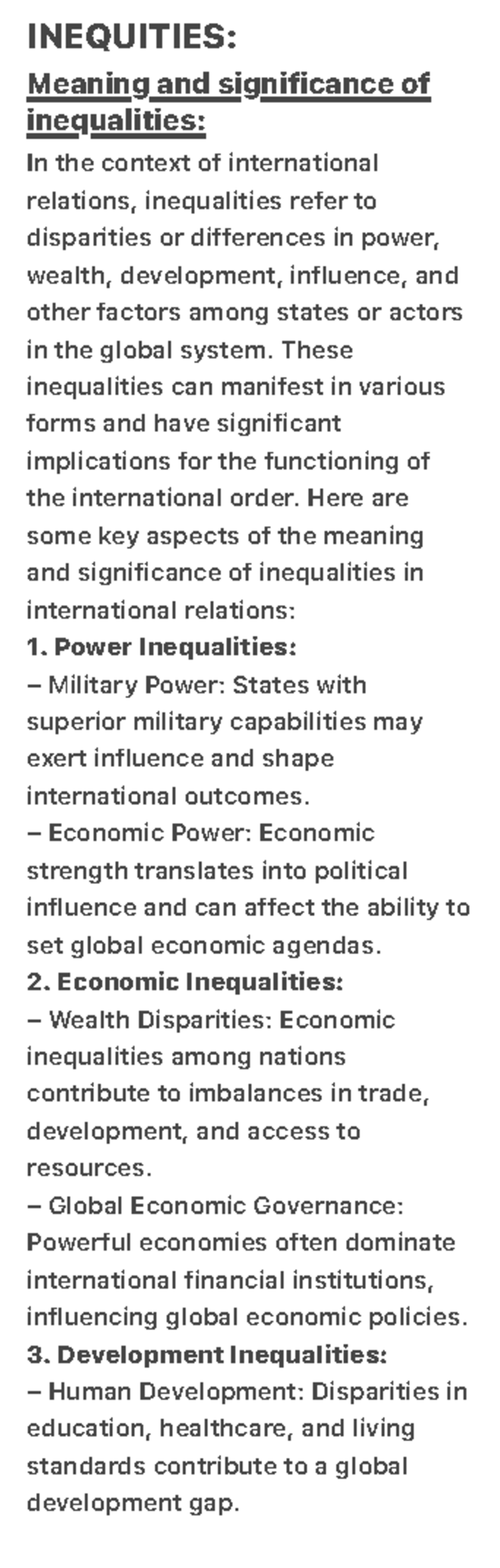Inequities: - INEQUITIES: Meaning and significance of inequalities: In ...