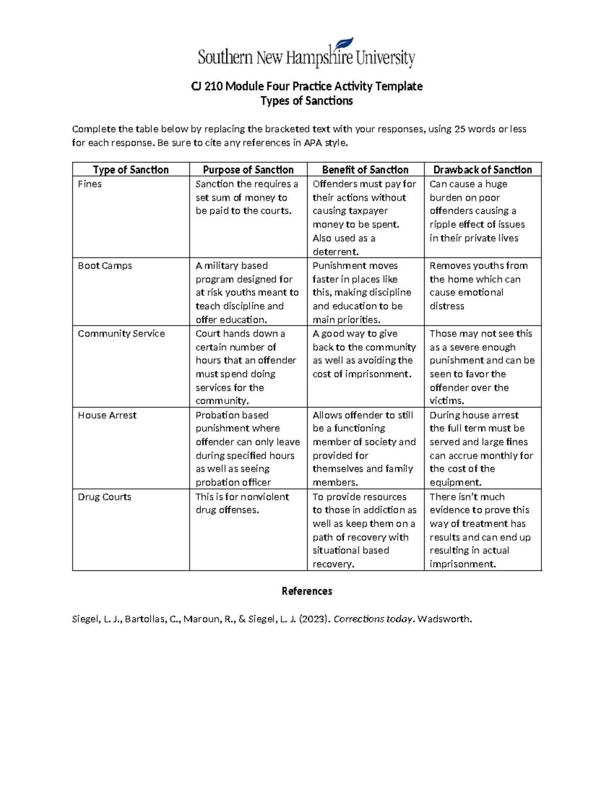CJ 210 Module Four Practice Activity Template - Be sure to cite any ...