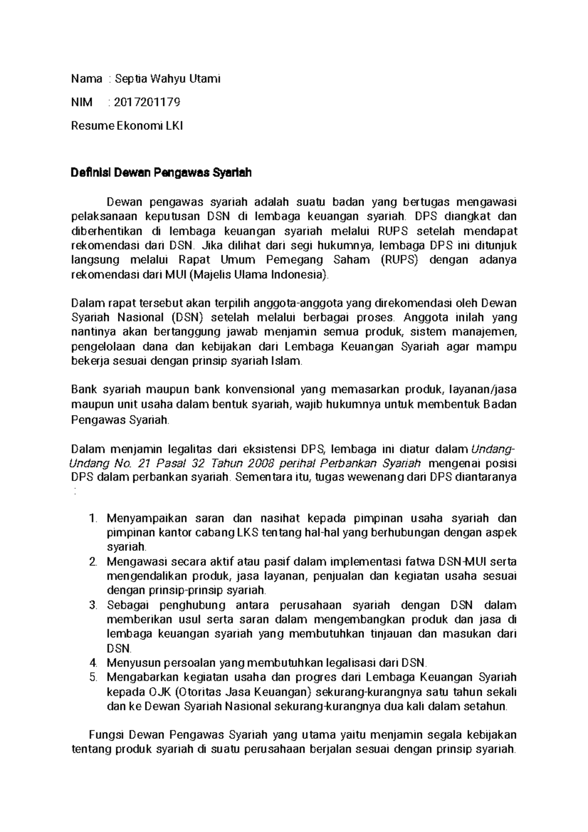 Septia Wahyu Utami 2017 201179 Definisi dan Pentingnya Dewan Pengawas ...