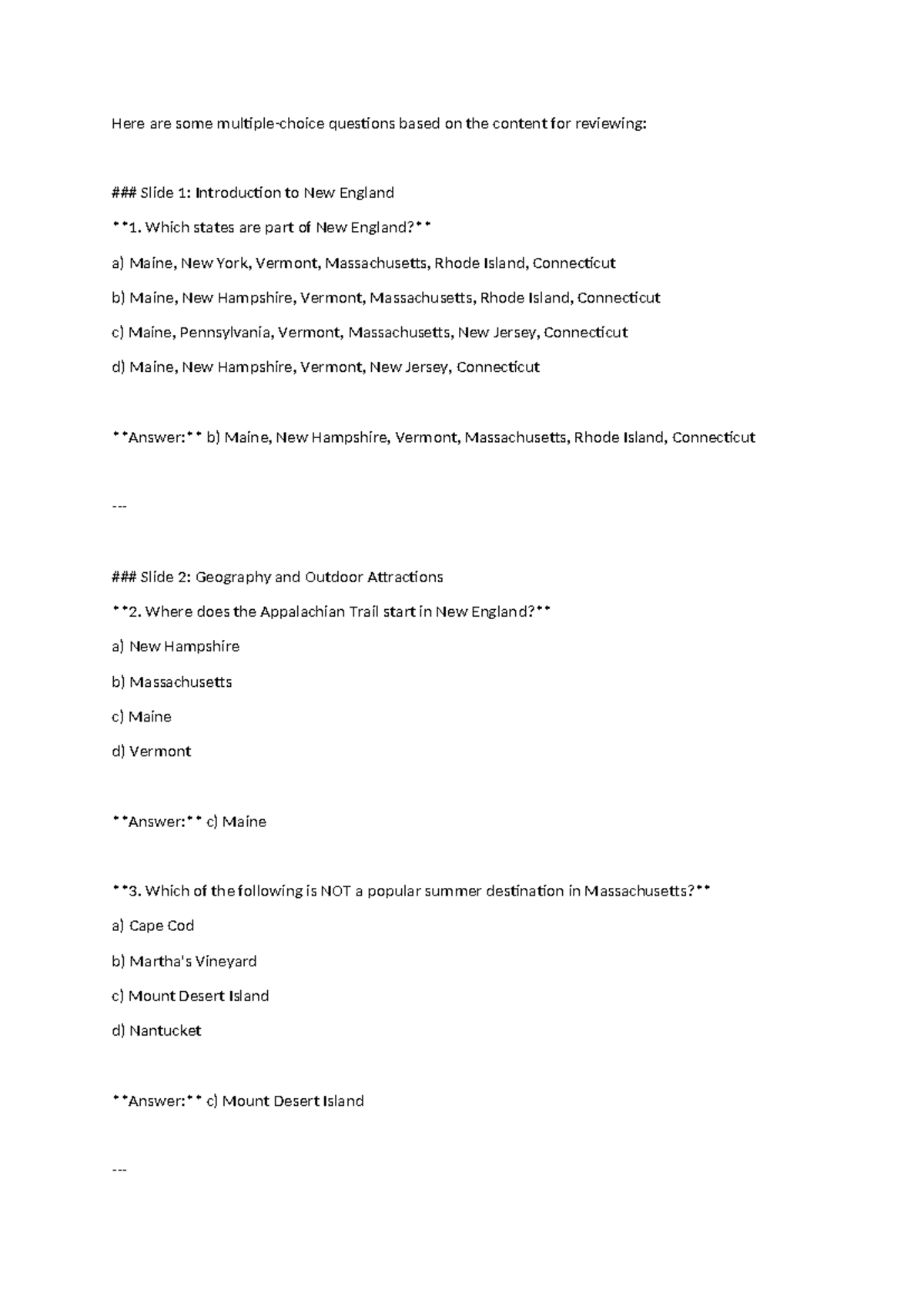 Here are some multiple - .... - Here are some multiple-choice questions based on the content for ...