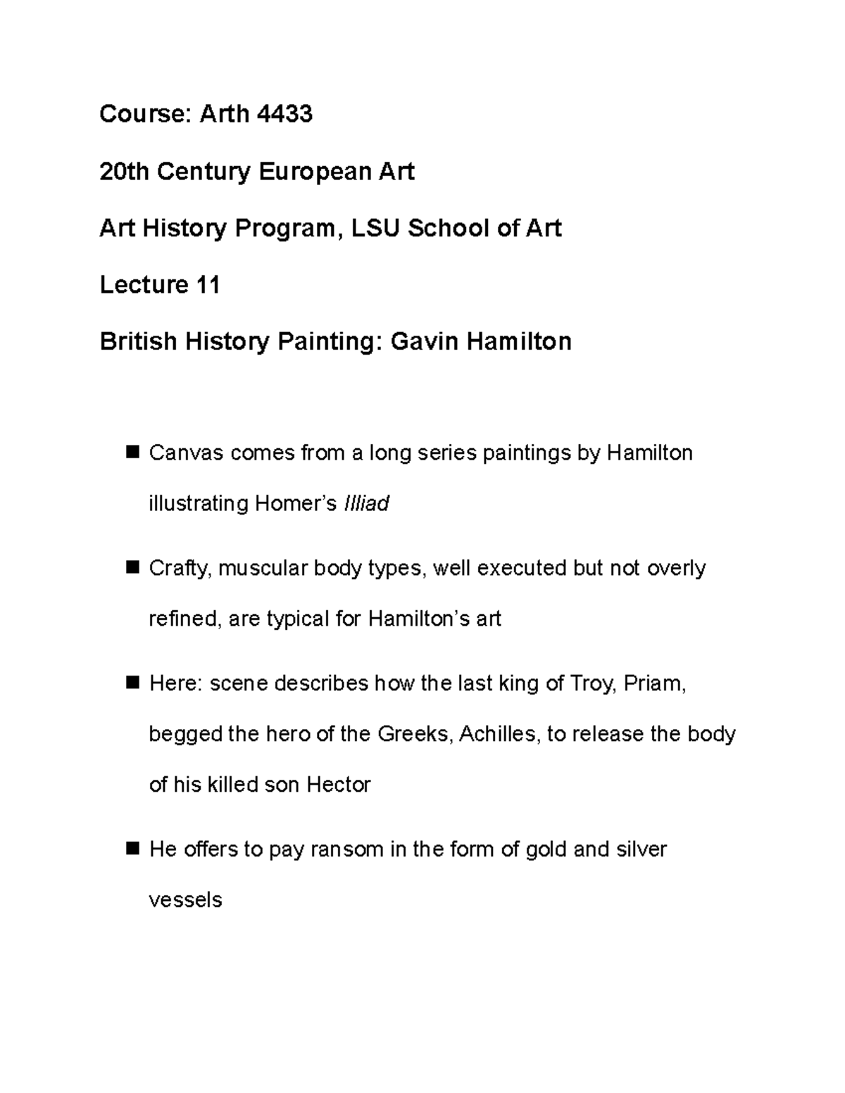 Benjamin West - Lecture Notes written from ppt 18th art history ...