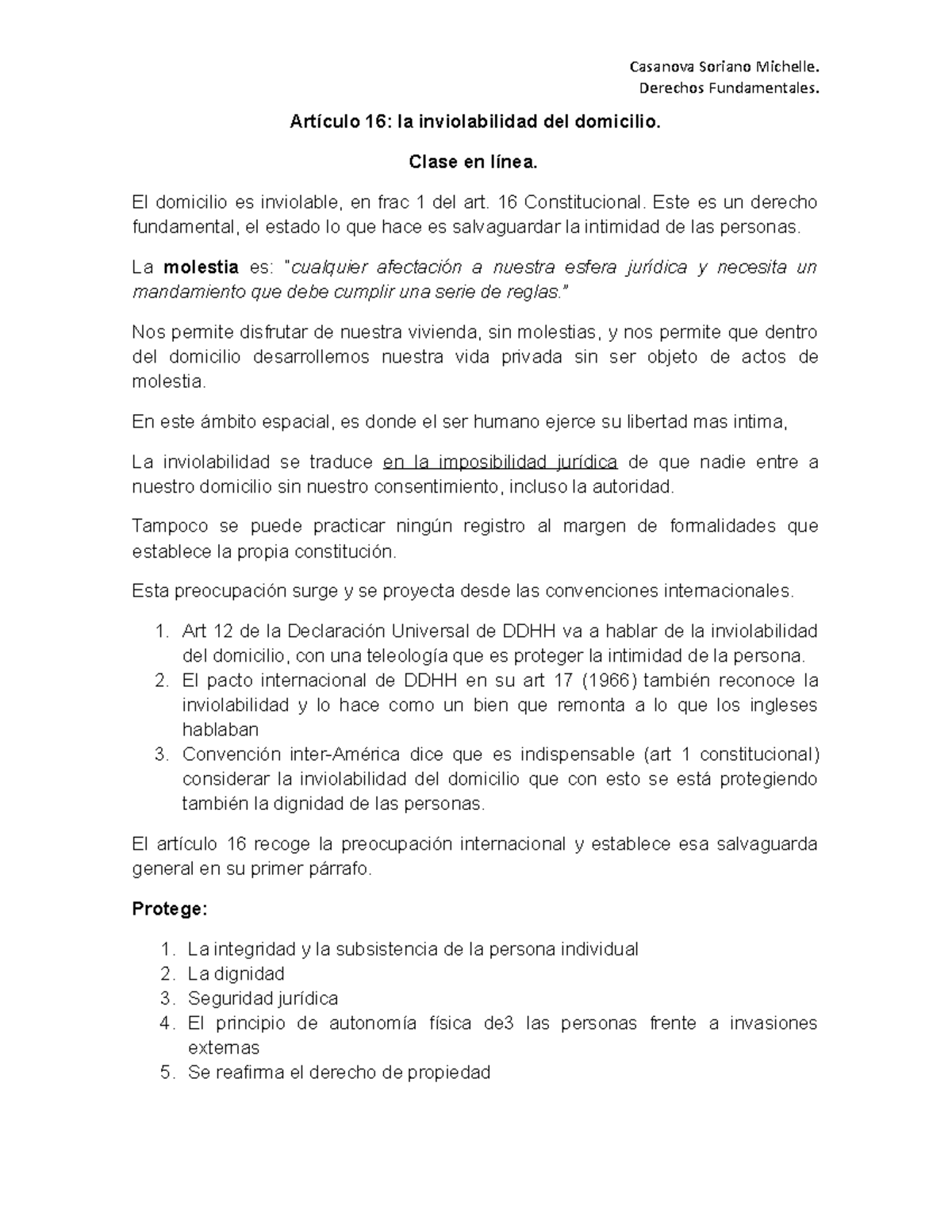 Artículo 16 Rivera - Casanova Soriano Michelle. Derechos Fundamentales ...