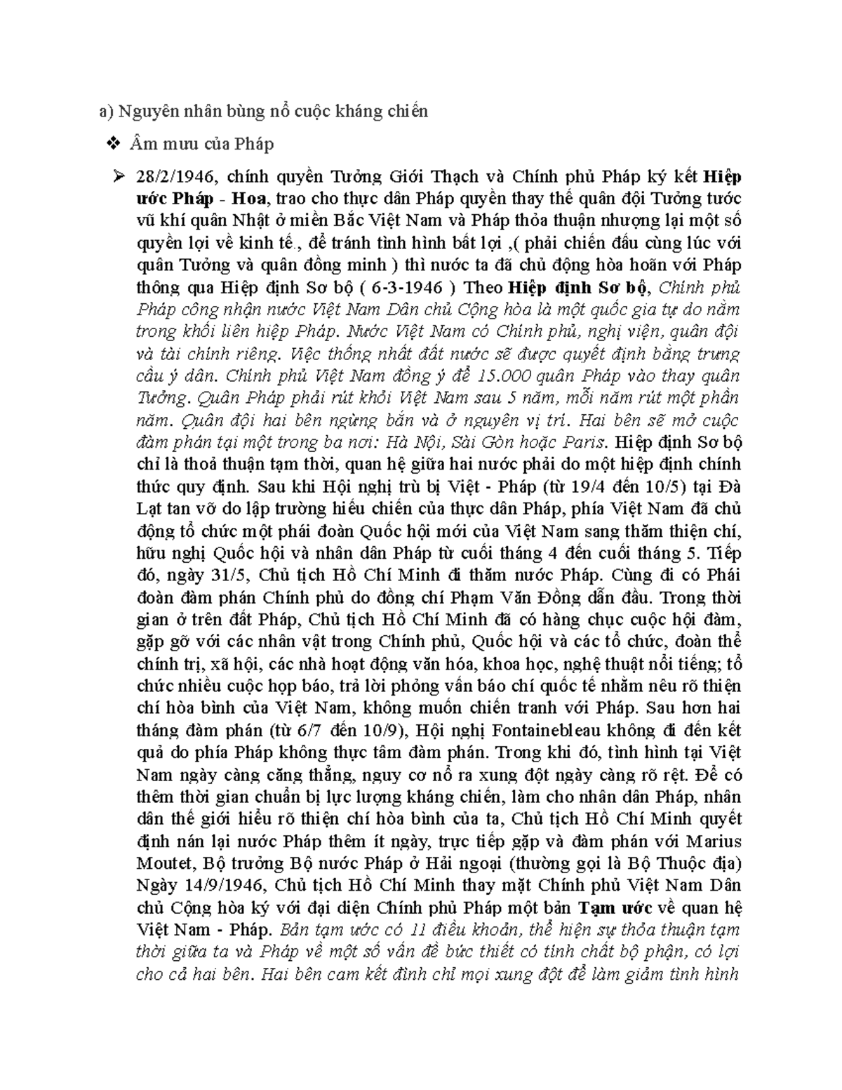 Lsdver 1 - 22222222222 - a) Nguyên nhân bùng nổ cuộc kháng chiến Âm mưu của Pháp 28/2/1946 ...