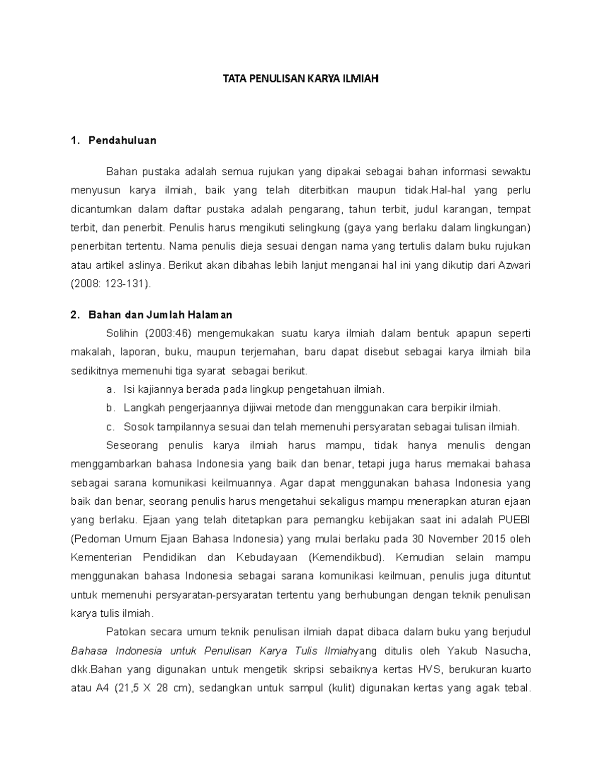 Tata Cara Penulisan Karya Ilmiah - TATA PENULISAN KARYA ILMIAH ...