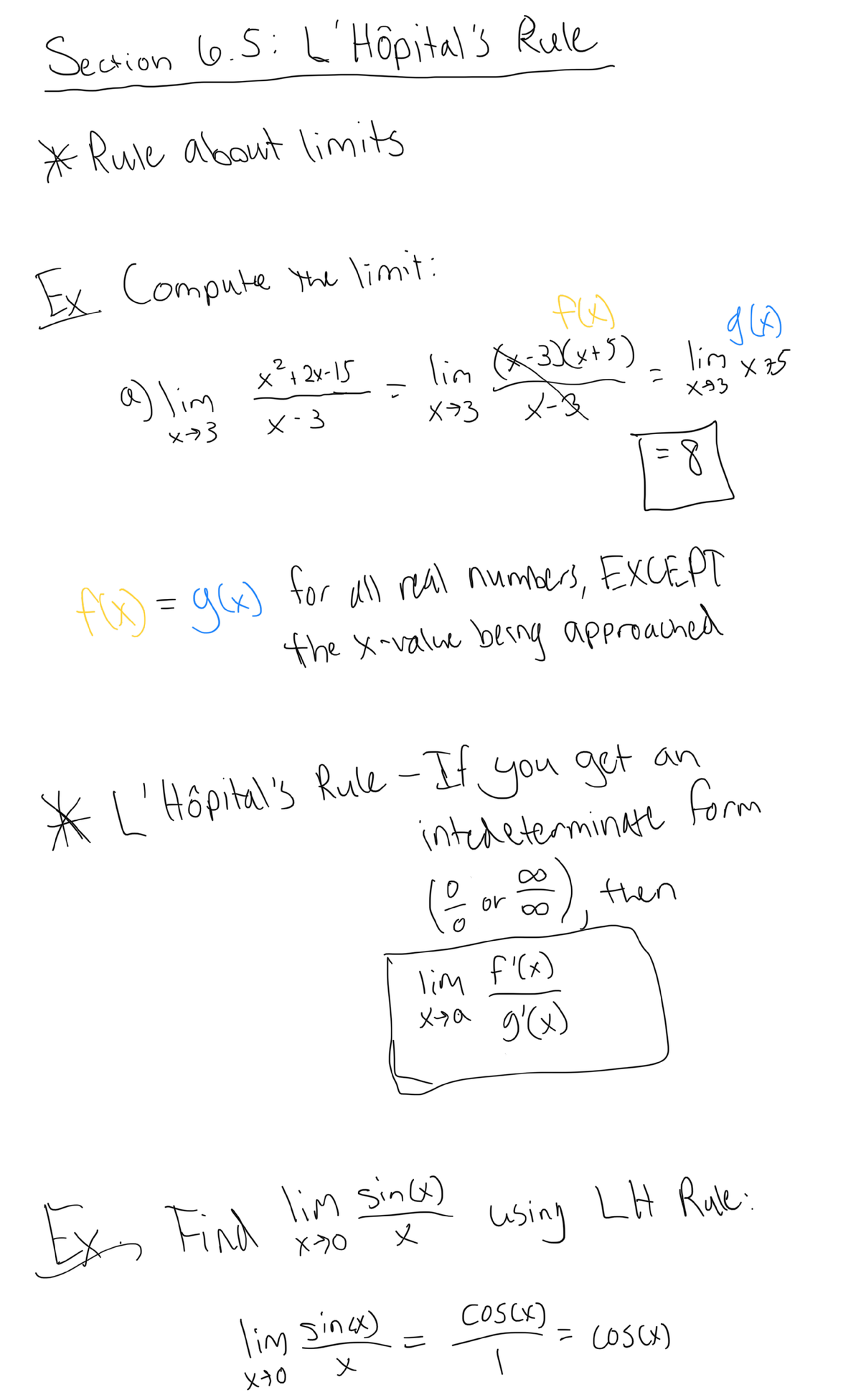 Section 6.5: L'Hôpital's Rule - MATH 2323 - Studocu