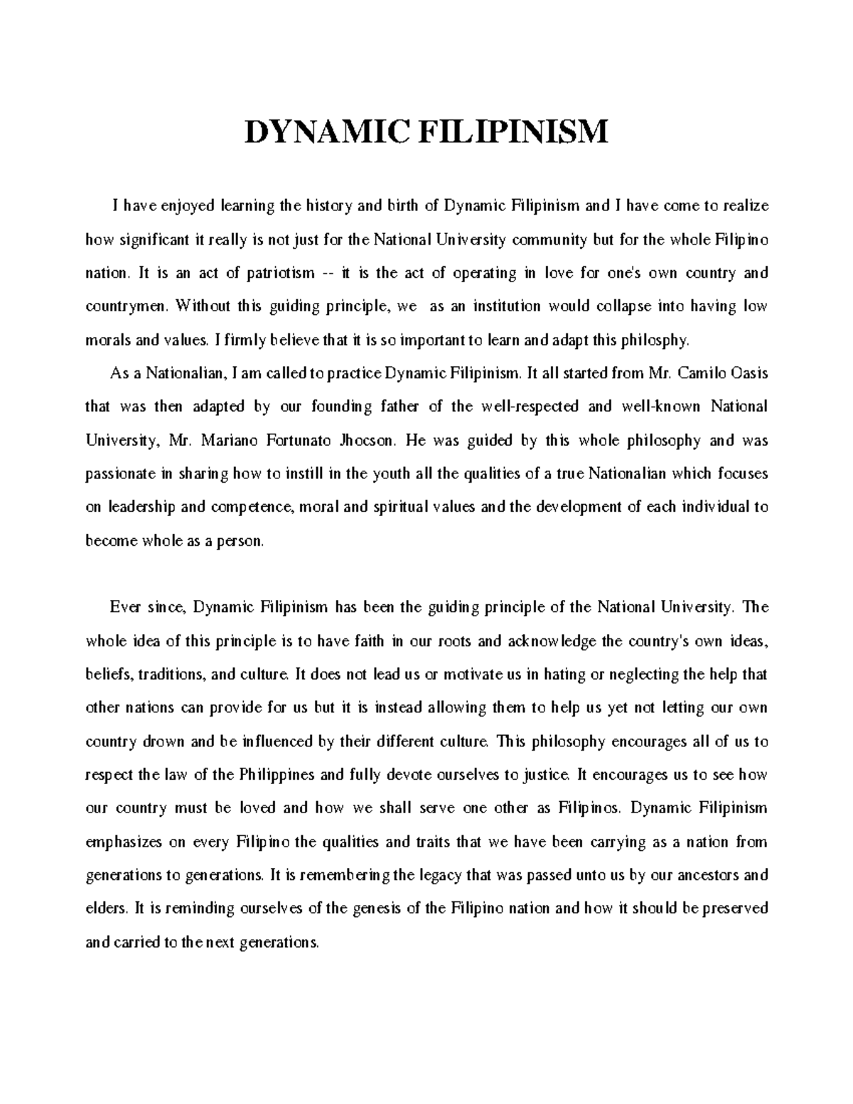 Dynamic Filipinism - It is an act of patriotism - it is the act of ...