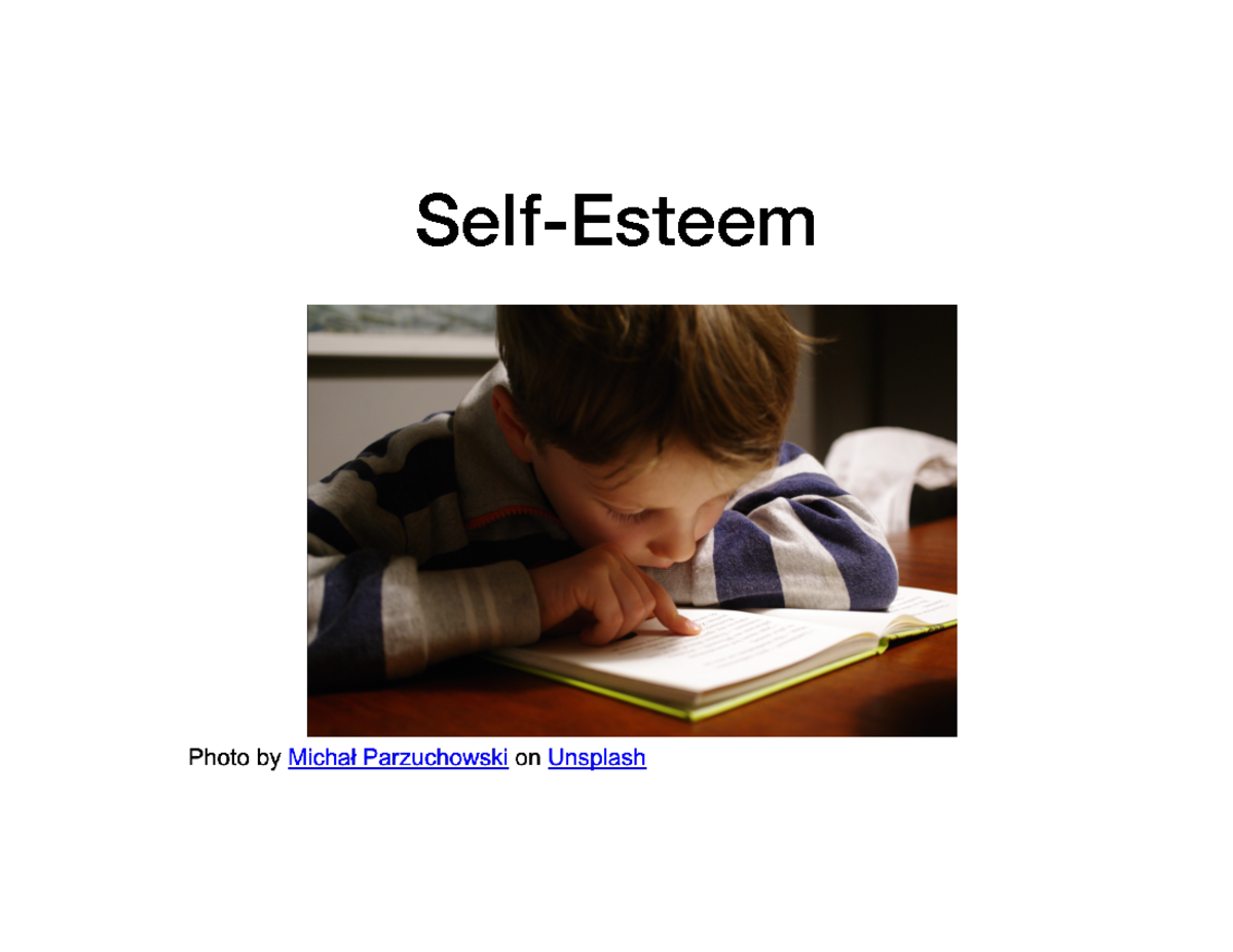 Nov15 Self Esteem - this lecture is a continuation to the lecture about ...