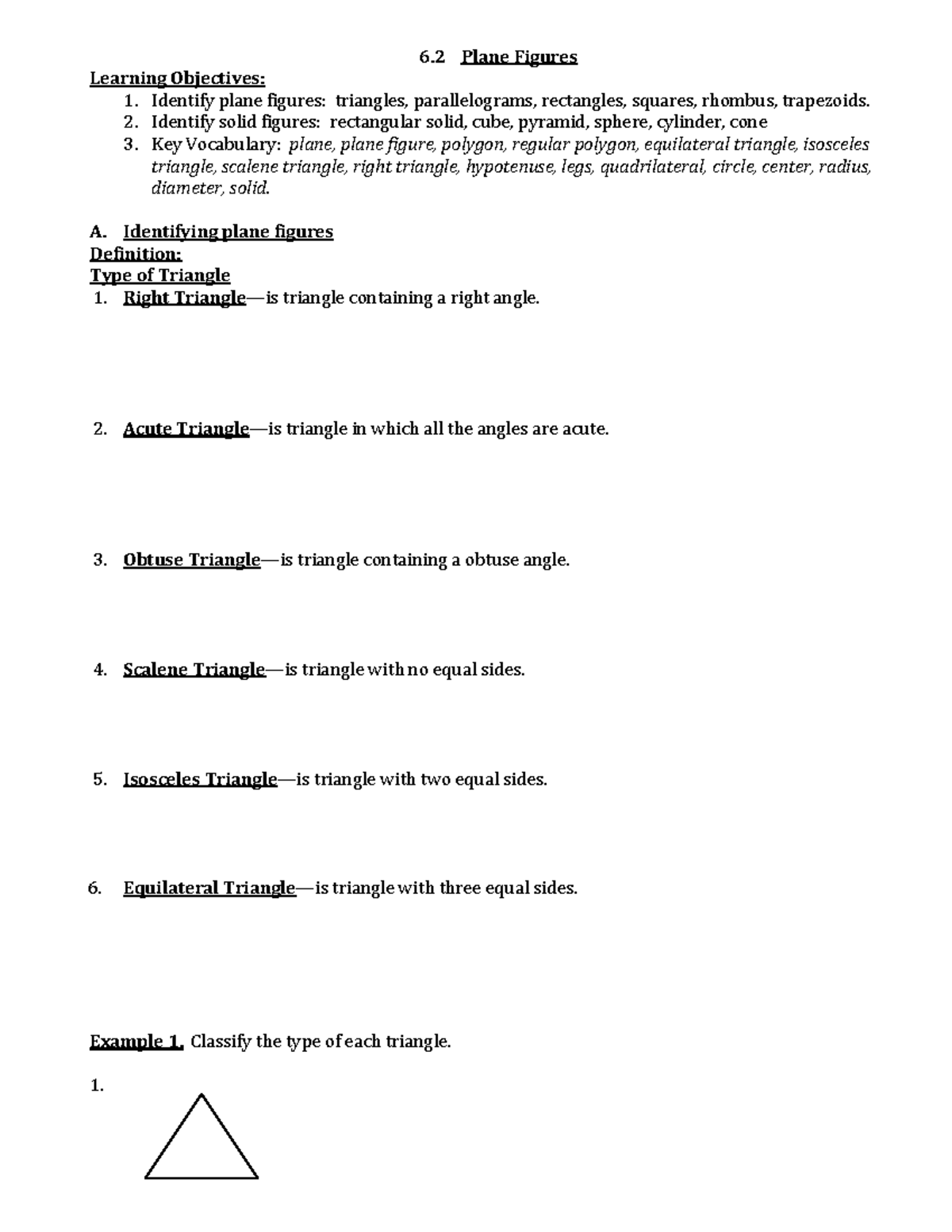 6.2 Plane Figures - Geometry - 6 Plane Figures Learning Objectives ...