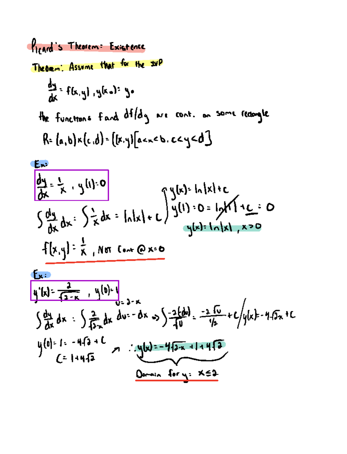 Existence and Separation of Variables - Picard's Theorem Existence ...