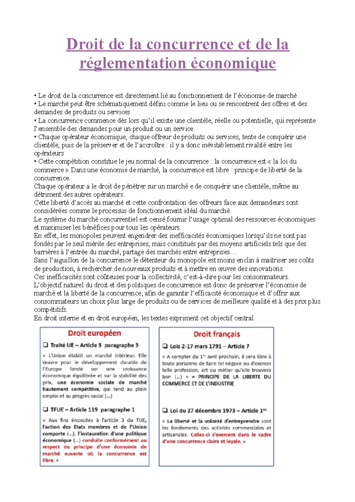 Droit de la concurrence - Chaque opérateur économique, chaque offreur ...
