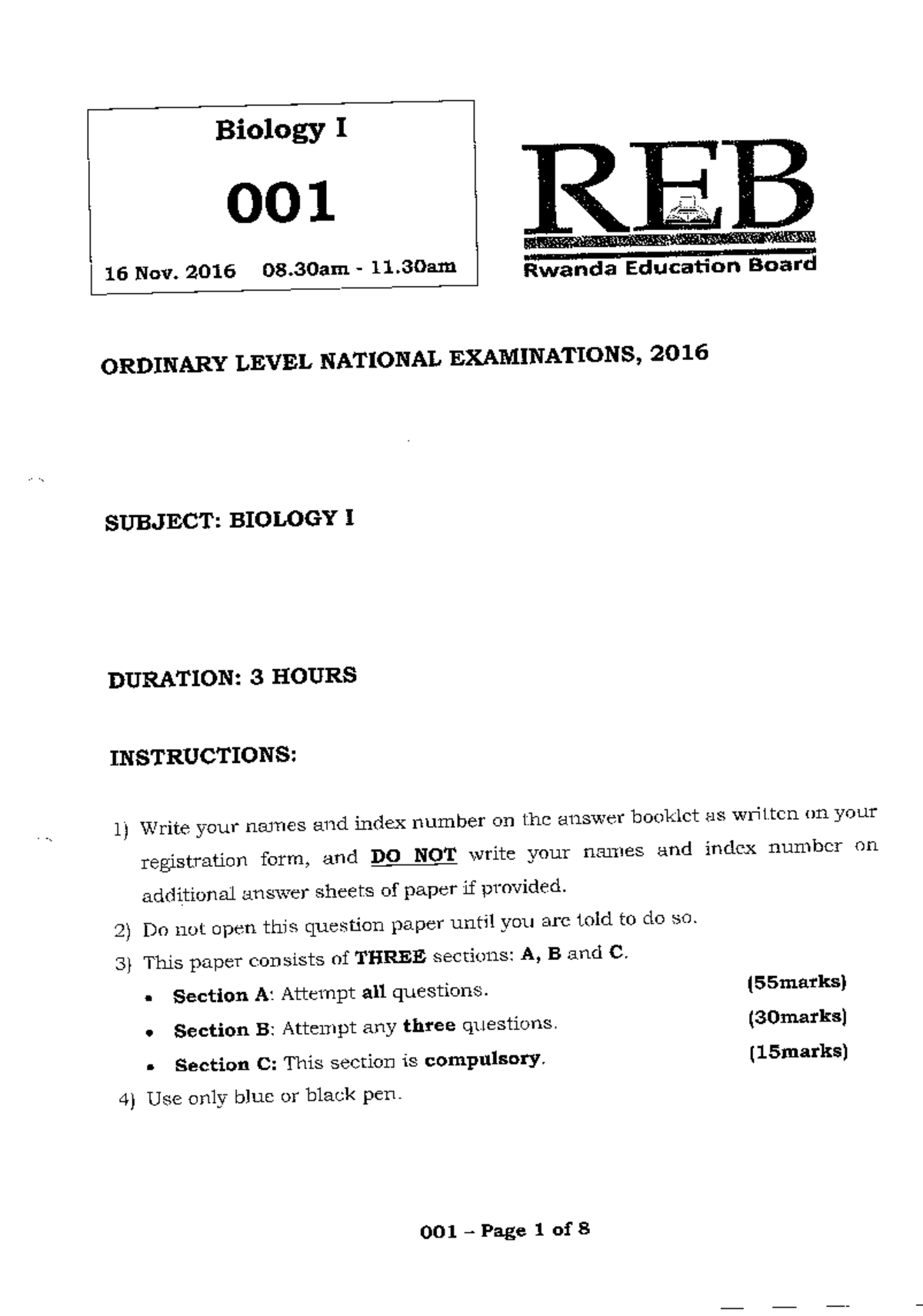 2016 Biology Health Sciences Past Paper - corporate law - Studocu